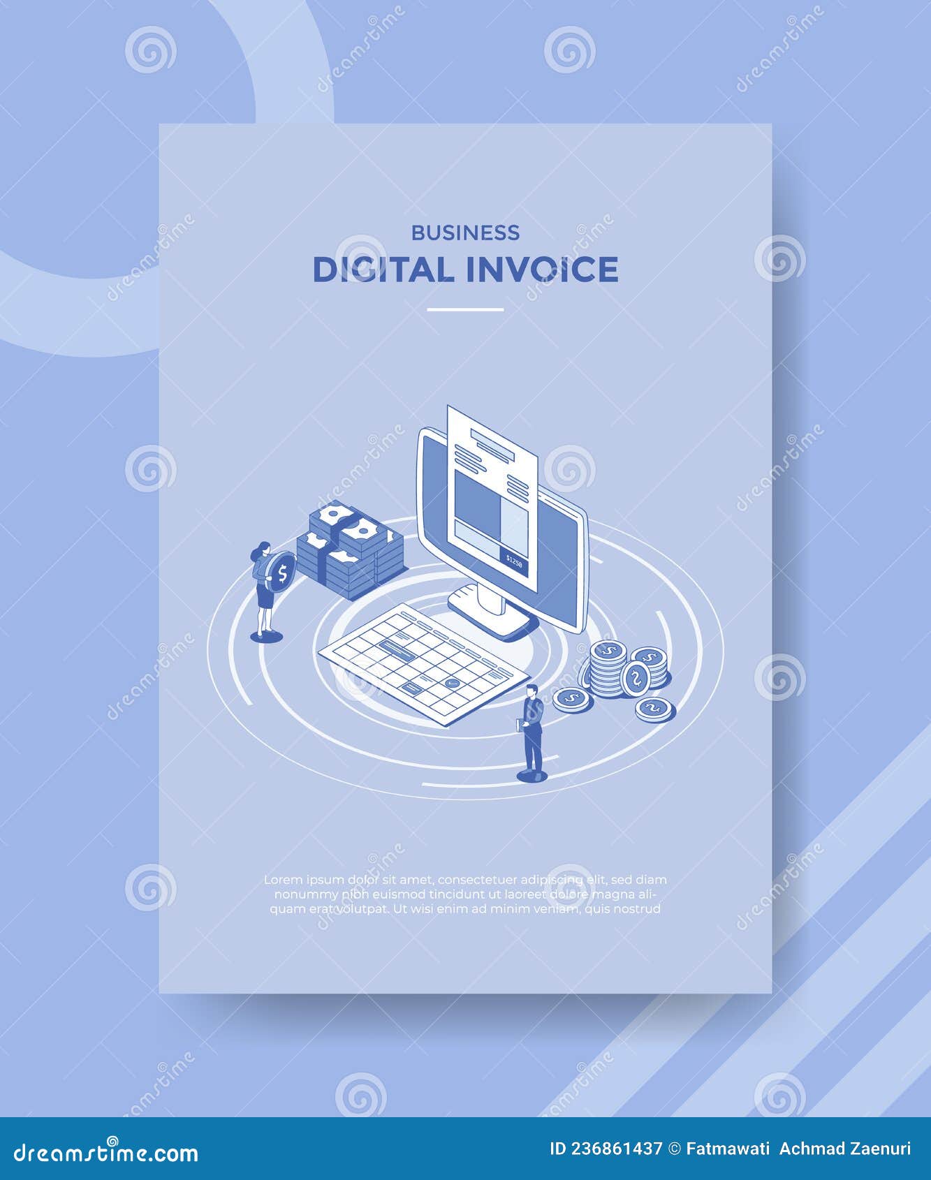 Online Digital Invoice Concept for Template Banner and Flyer with ...