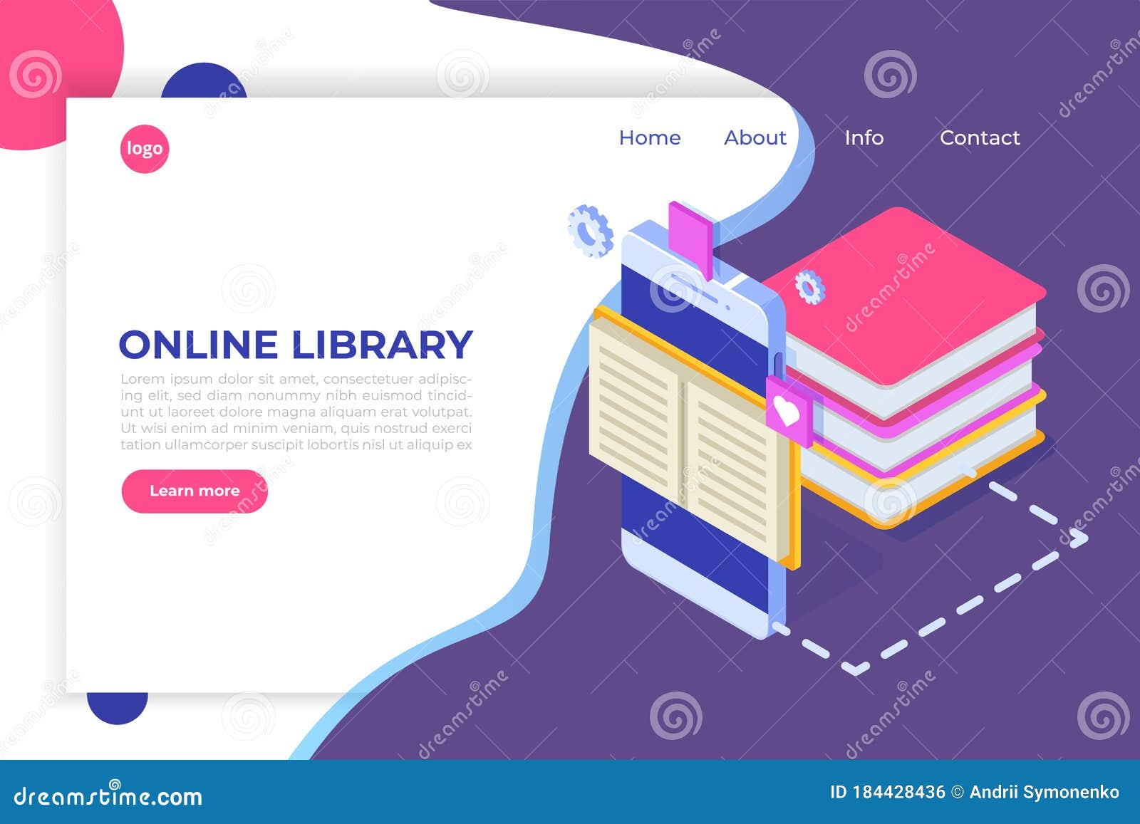 Online Digital Library Isometric, Online Book Shop, E-learning, EBook ...