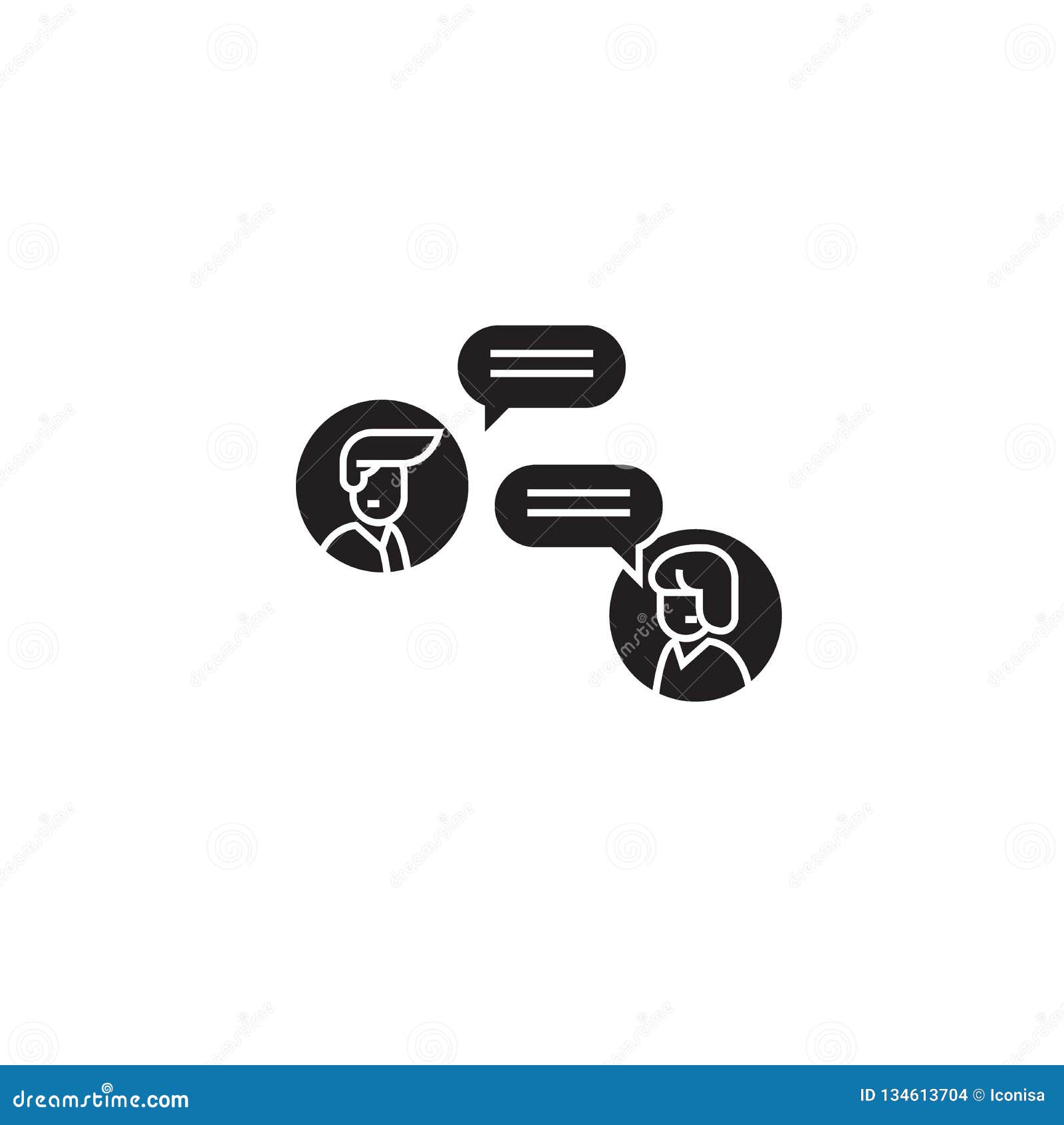 Online Discussion Black Vector Concept Icon. Online Discussion Flat ...