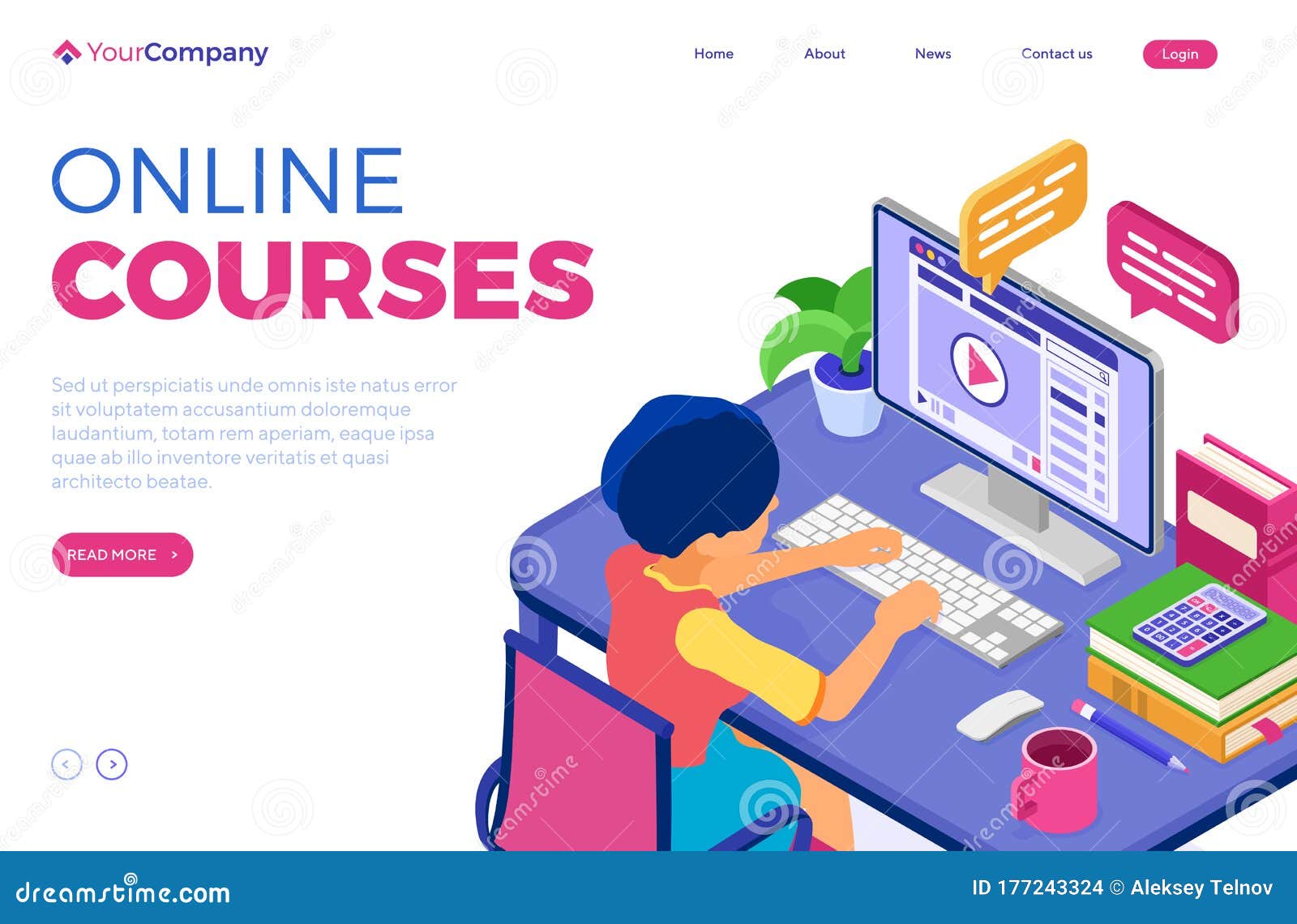 Online Distance Education from Home Stock Vector - Illustration of ...