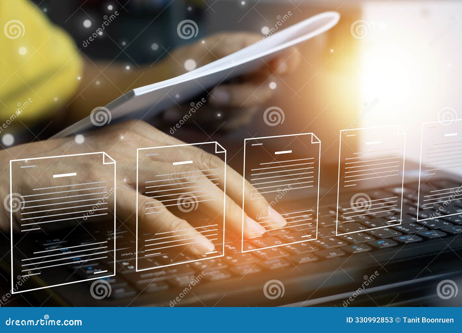 Online Document Review Concept, Using the Cloud System Stock ...