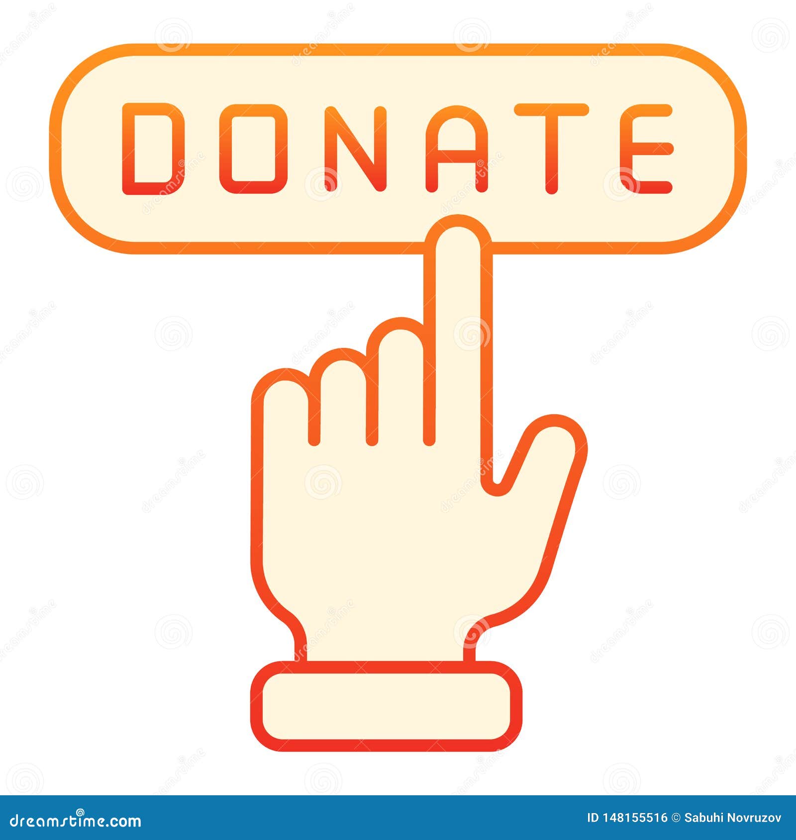 Online Donation Flat Icon. Donate Button Orange Icons in Trendy Flat ...
