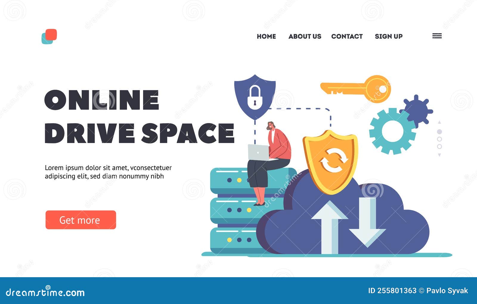 Online Drive Space Landing Page Template. Characters Restore Media ...