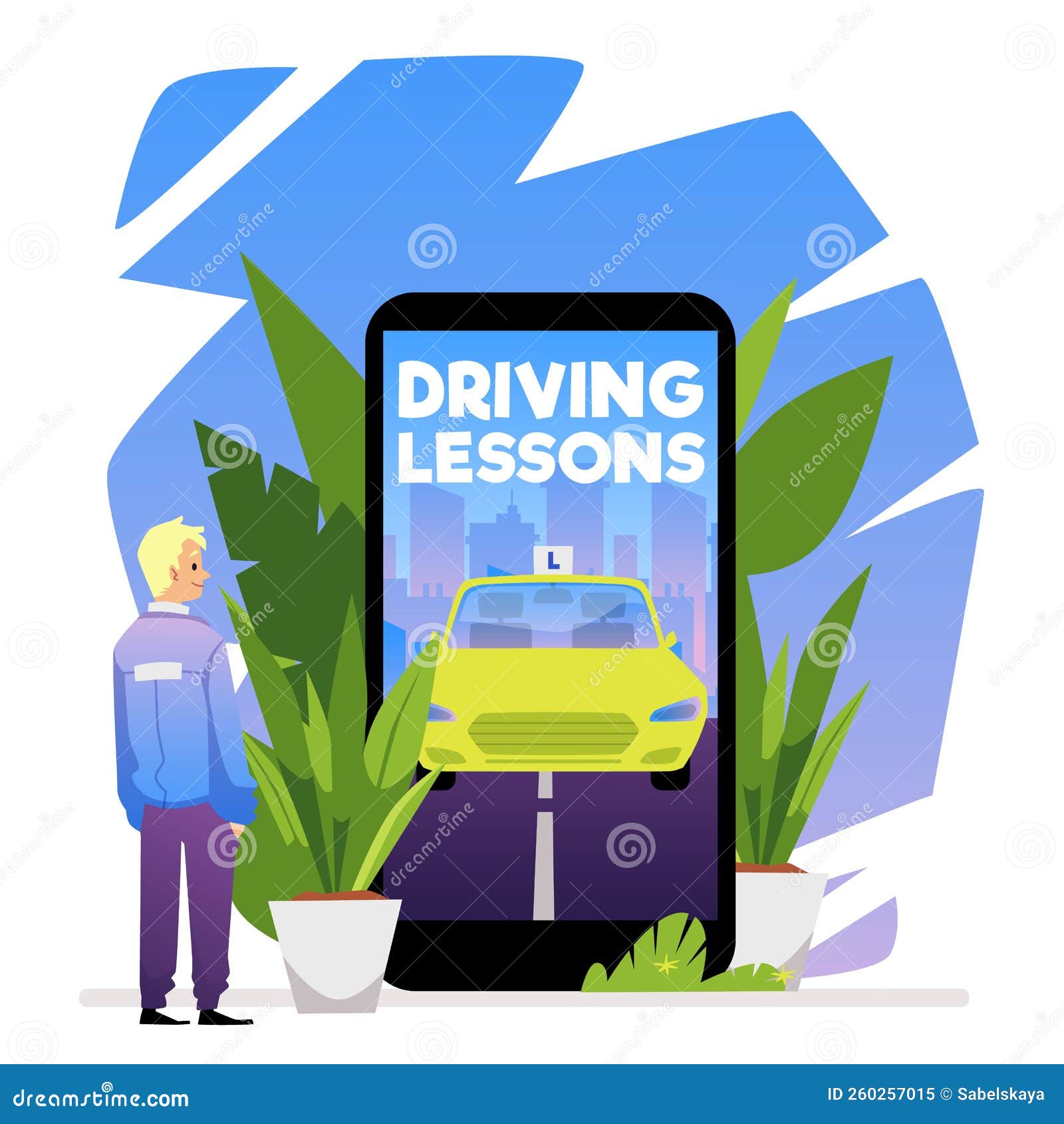 Online Driving License School Application Flat Vector Illustration ...