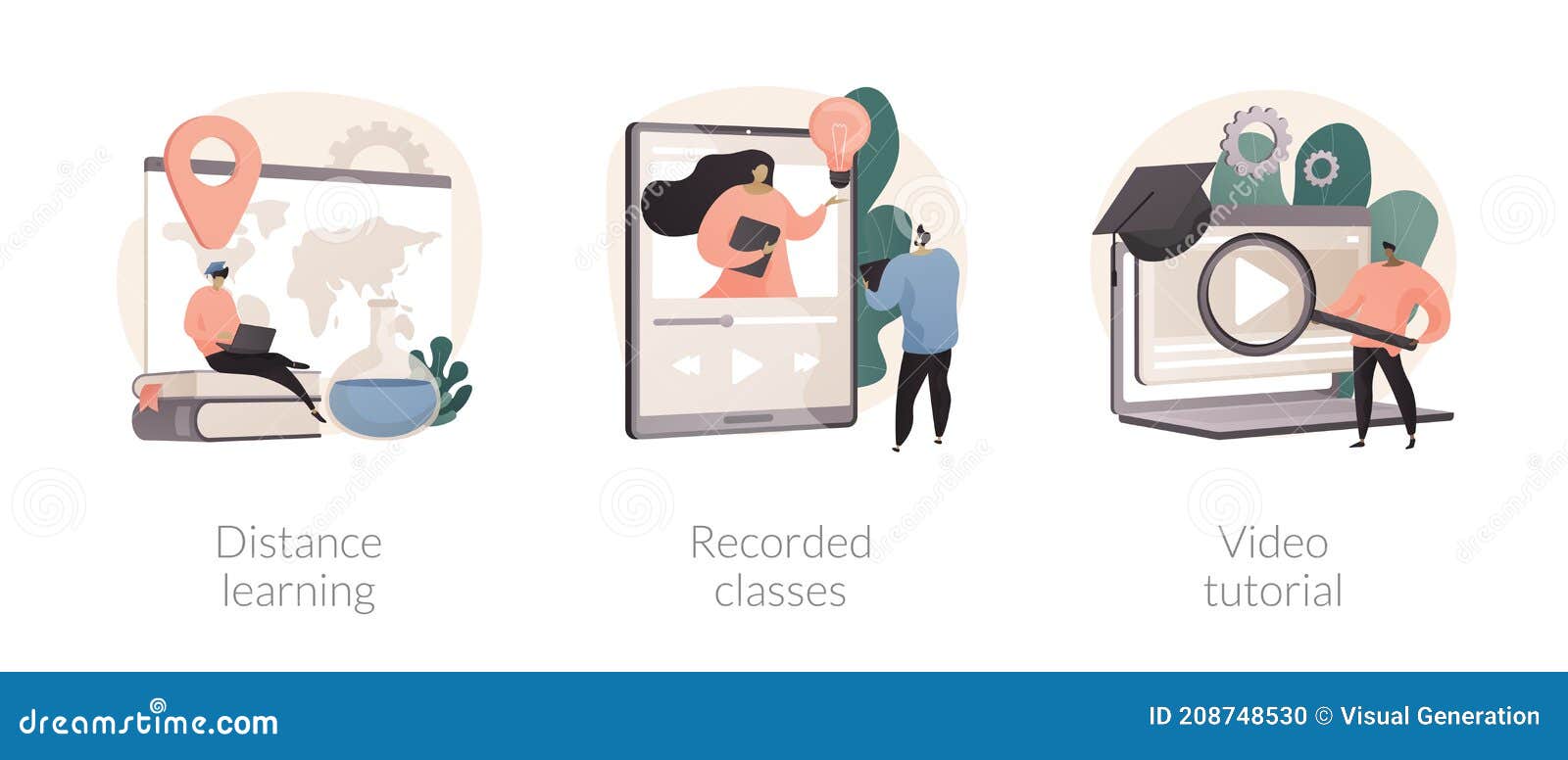 Online Education Abstract Concept Vector Illustrations. Stock Vector ...