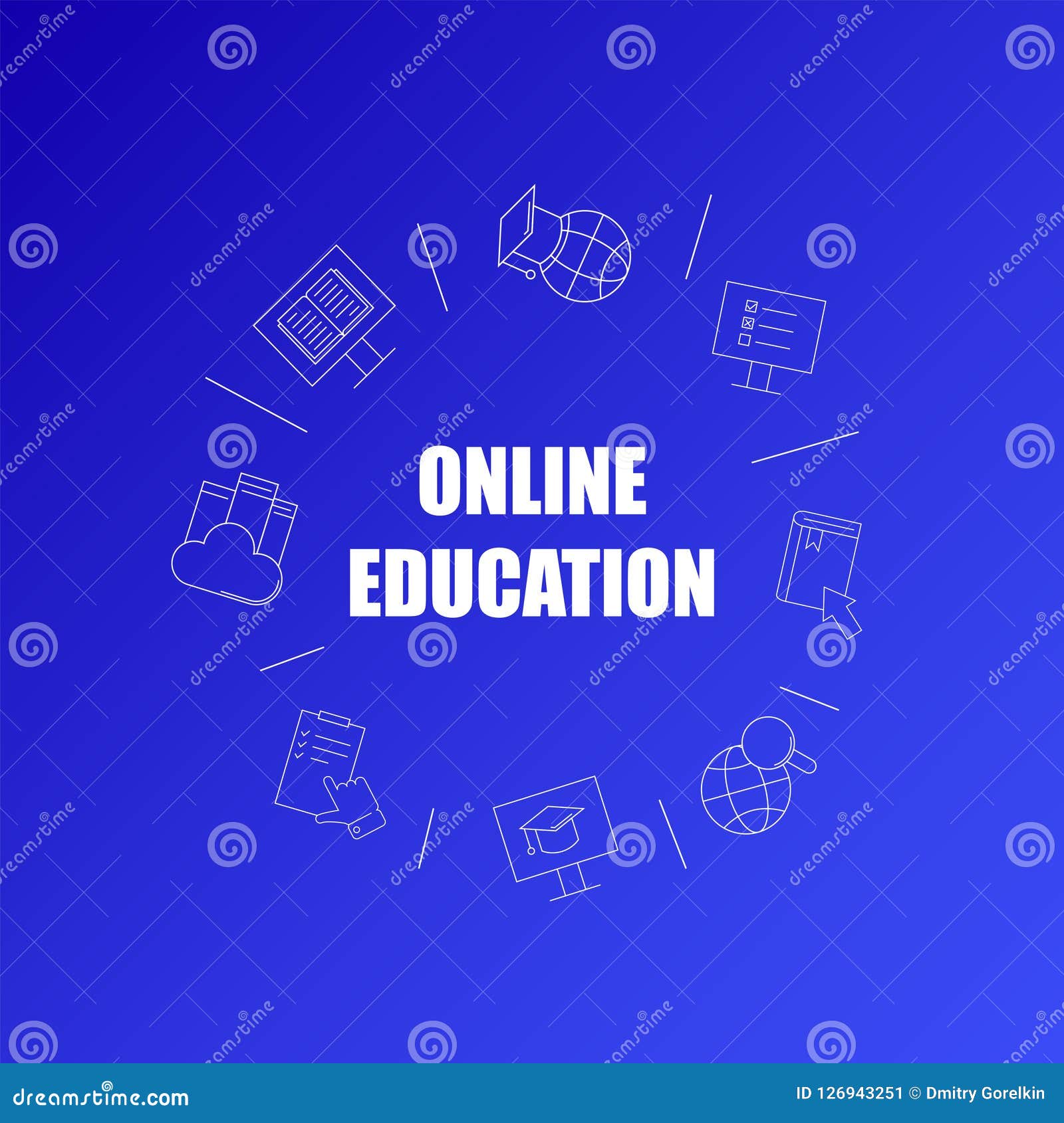 Online Education Background from Line Icon. Linear Vector Pattern Stock ...