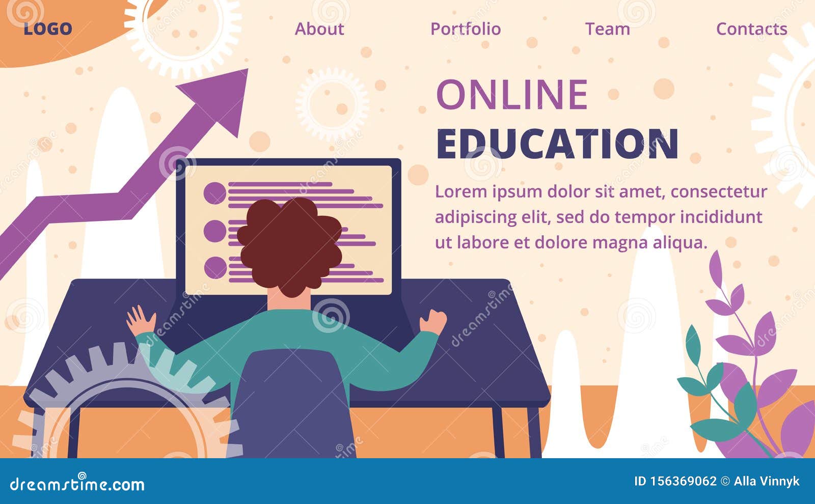 Online Education Banner Distant E-learning Process Stock Vector ...
