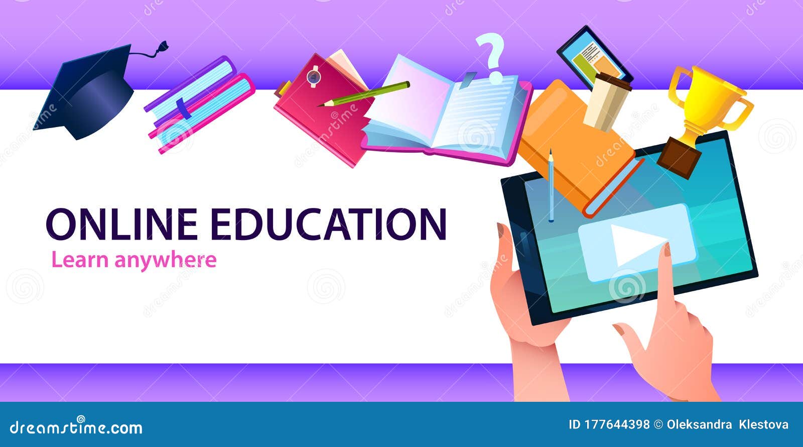 E-learning Background in Flat Style with Copy Space Stock Vector ...