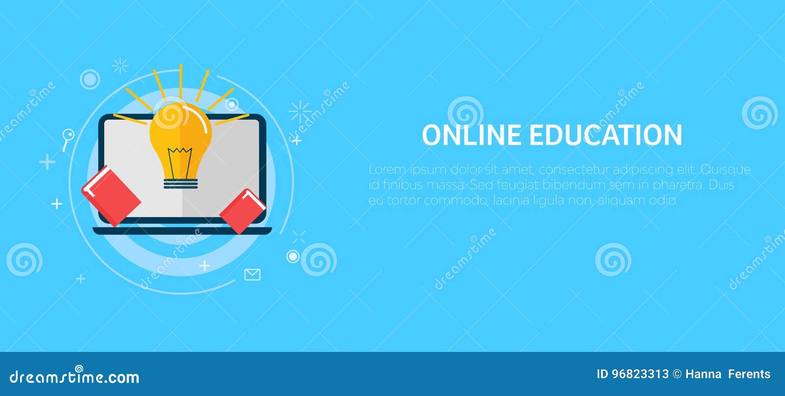 Online education banner. stock vector. Illustration of learning - 96823313