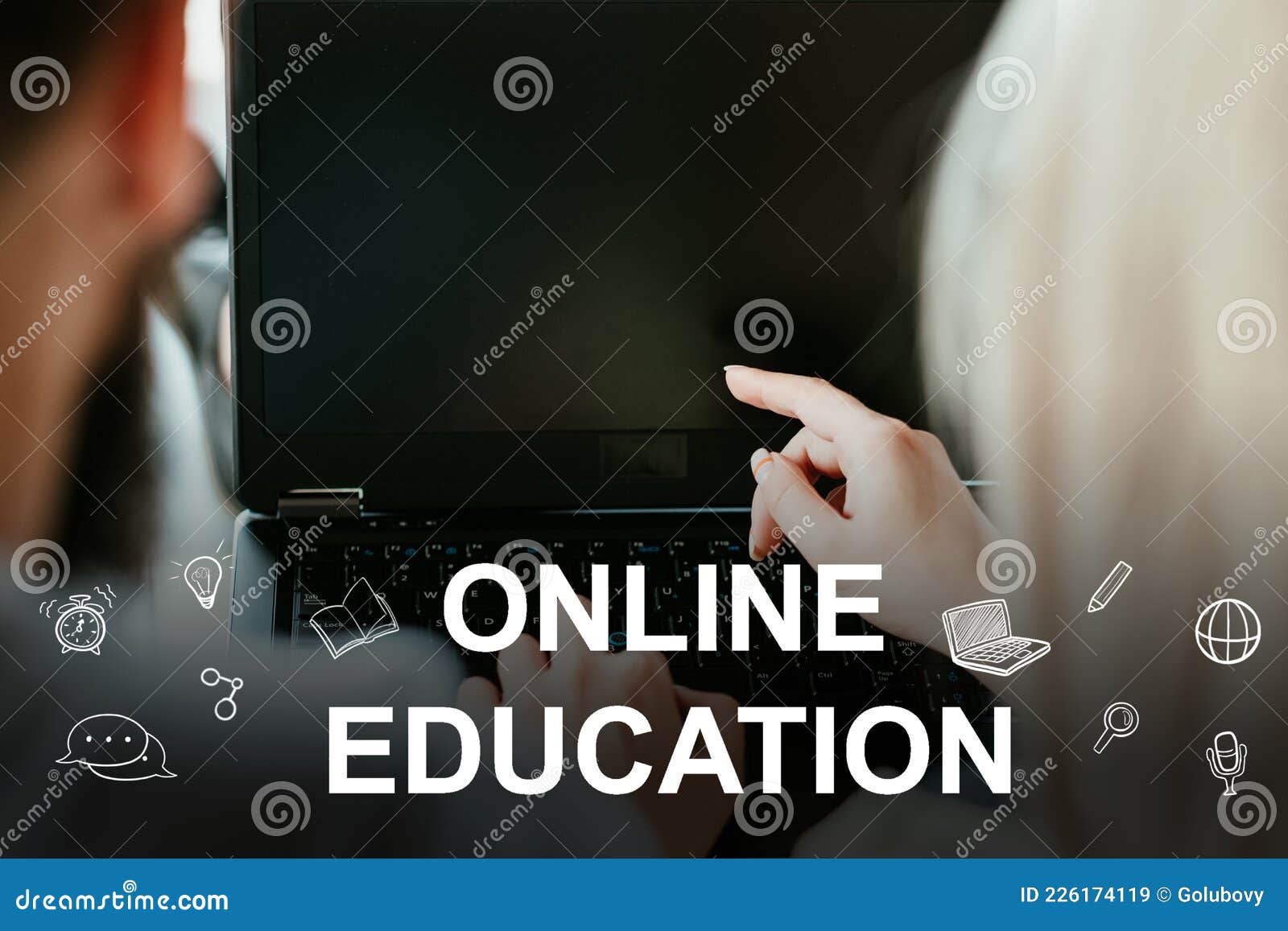 Online Education Business Webinar Students Laptop Stock Illustration ...