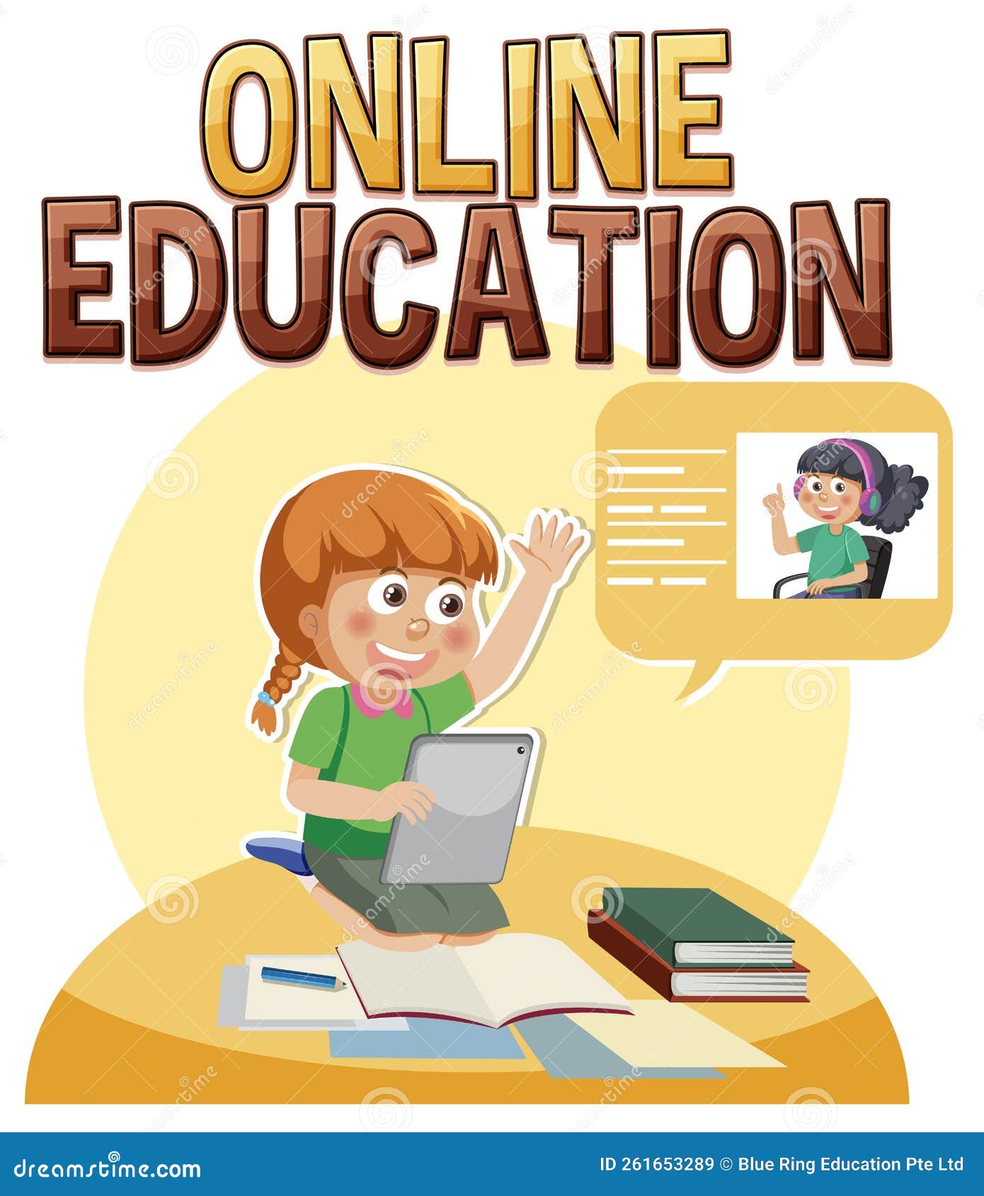 Online Education with Cartoon Character Stock Vector - Illustration of ...