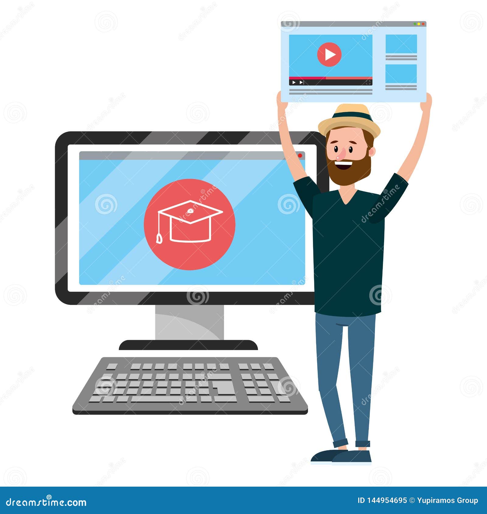 Online education cartoon stock vector. Illustration of teaching - 144954695