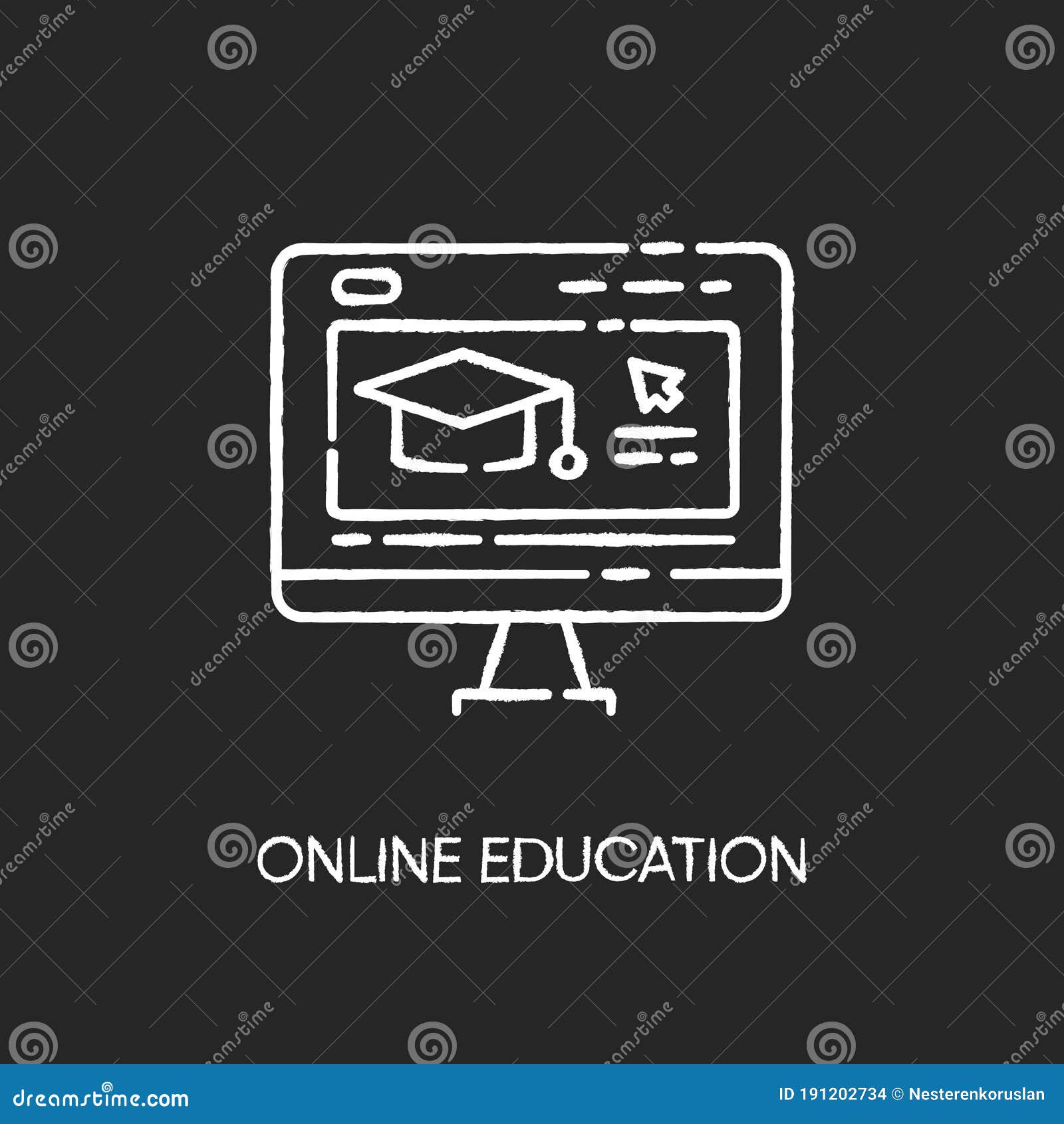 Online Education Chalk White Icon on Black Background Stock Vector ...