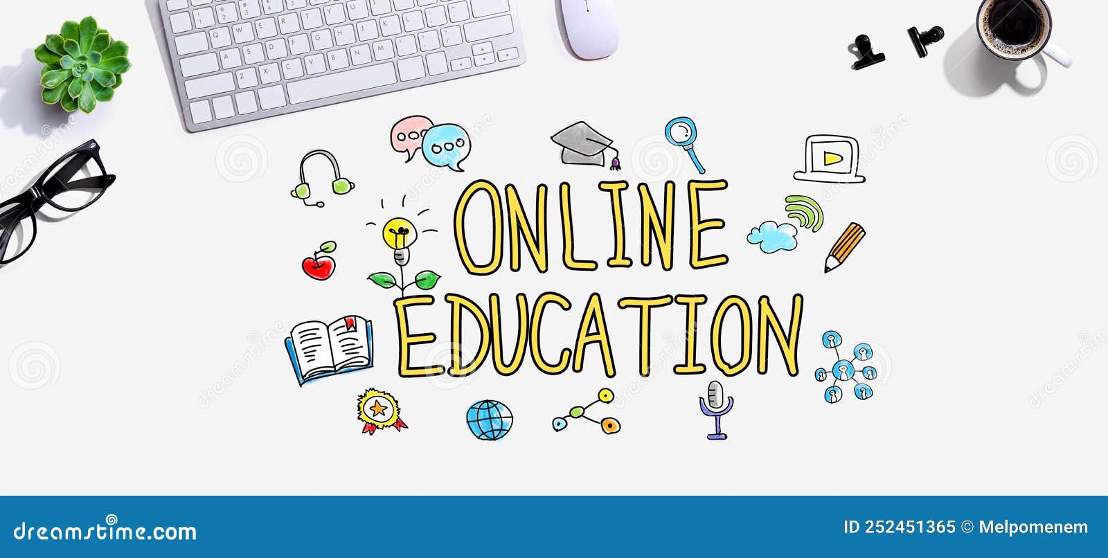 Online Education with a Computer Keyboard Stock Image - Image of ...