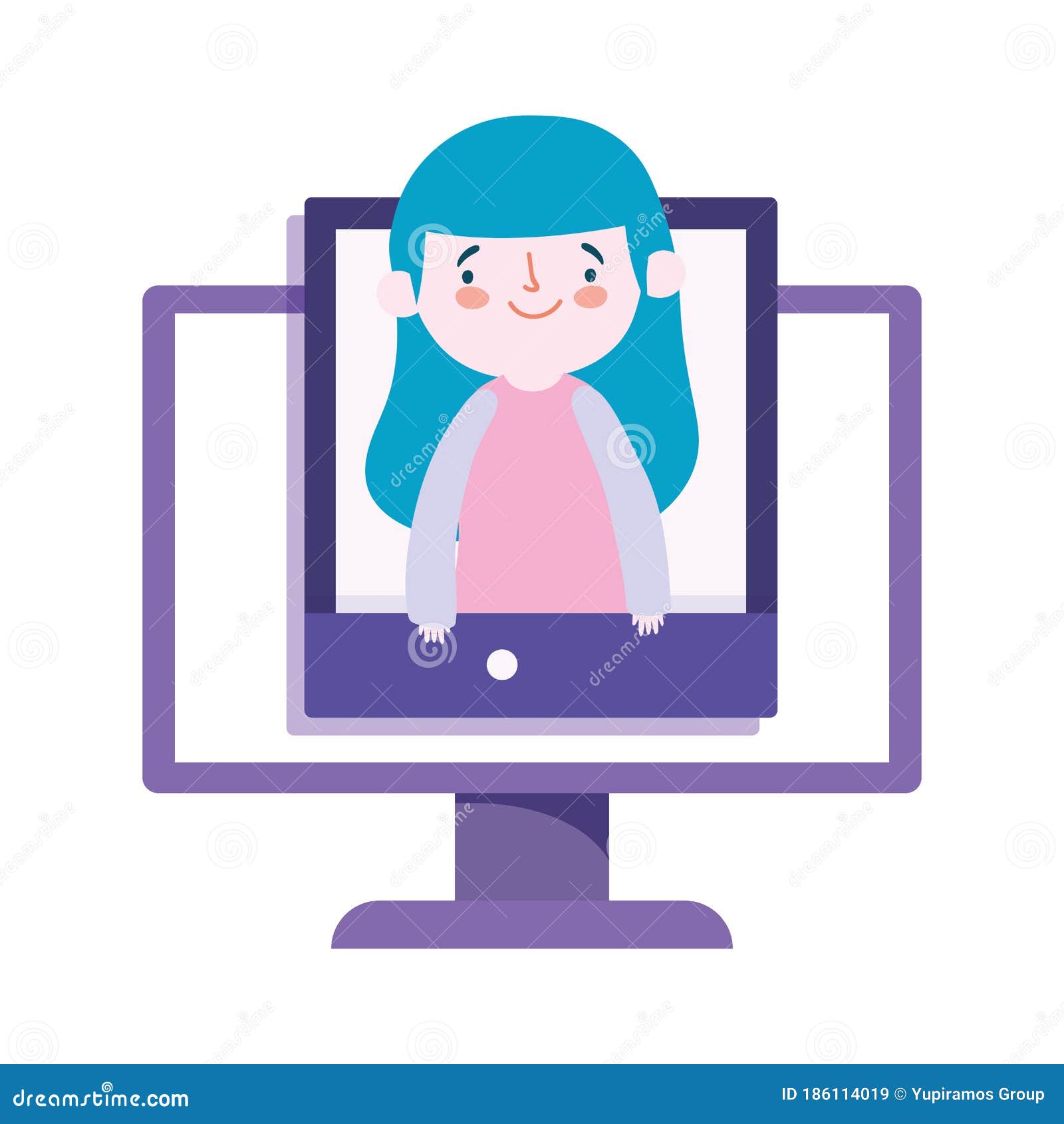 Computer Website Welcome Hand Sign Cartoon Illustration Isolated Image ...