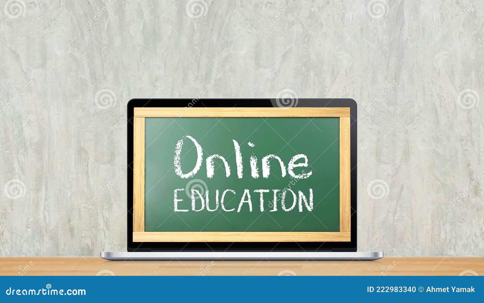 Online Education Concept, Chalkboard Inside Laptop Screen Stock Photo ...