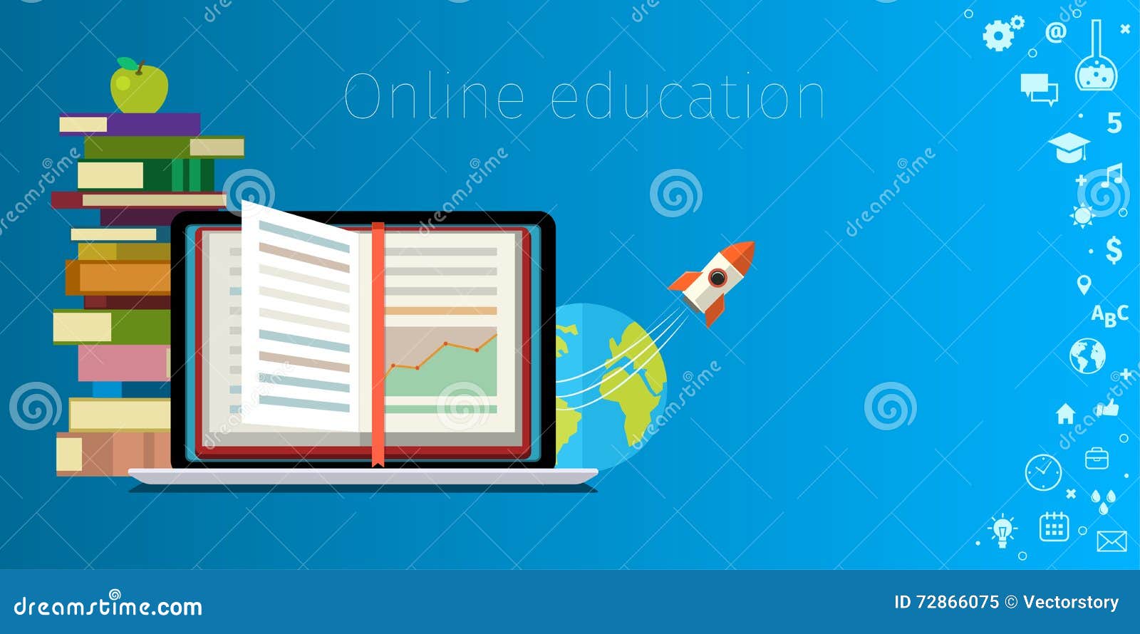 Online education concept. stock vector. Illustration of college - 72866075
