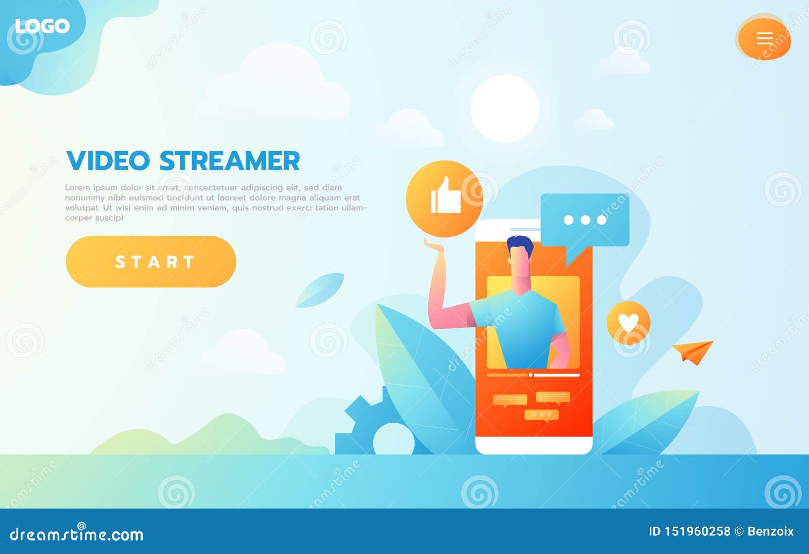 Online Education Concept. E-Learning with Flat People Doing Streaming ...