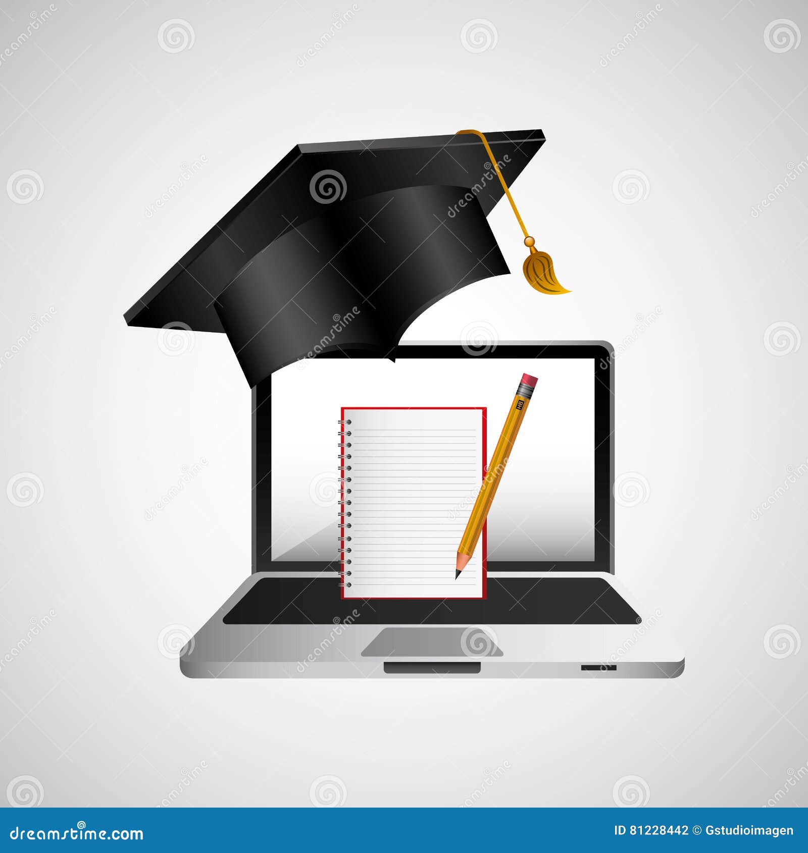 Online Education Concept Notepad Pencil Stock Vector - Illustration of ...