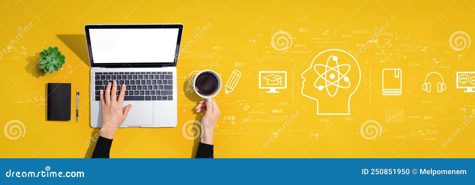 Online Education Concept with Person Using Laptop Computer Stock Photo ...