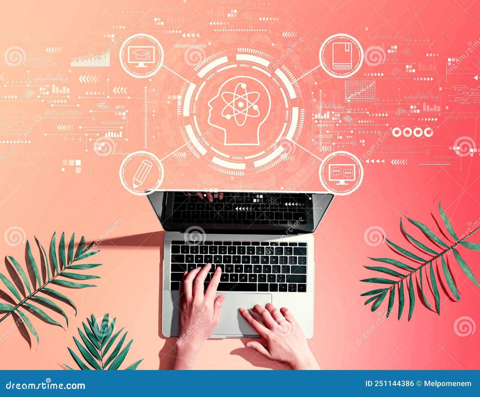 Online Education Concept with Person Using a Laptop Stock Photo - Image ...