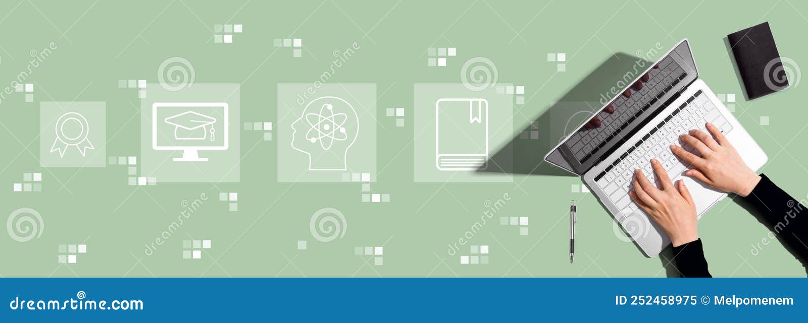 Online Education Concept with Person Using Laptop Computer Stock Image ...