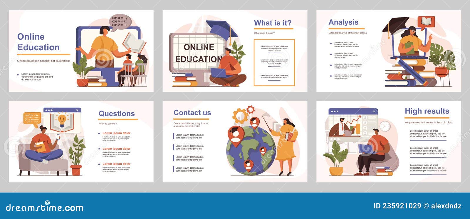 Online Education Concept for Presentation Slide Template Stock Vector ...