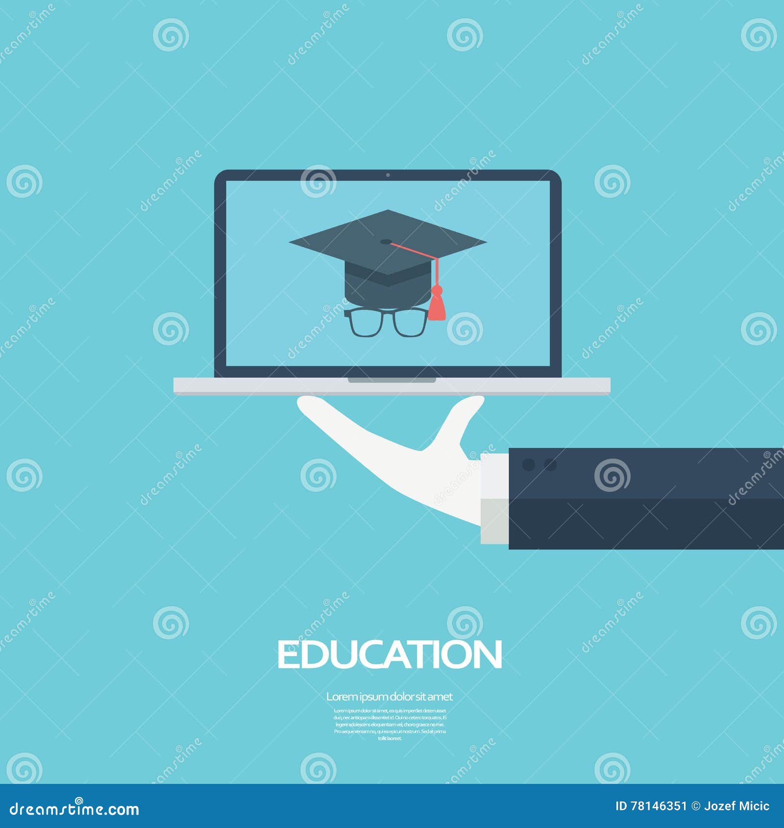 Online Education Concept. Student Icon on Laptop Stock Vector ...
