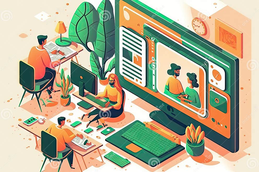 Online Education Concept with Students Studying Remotely from Home ...