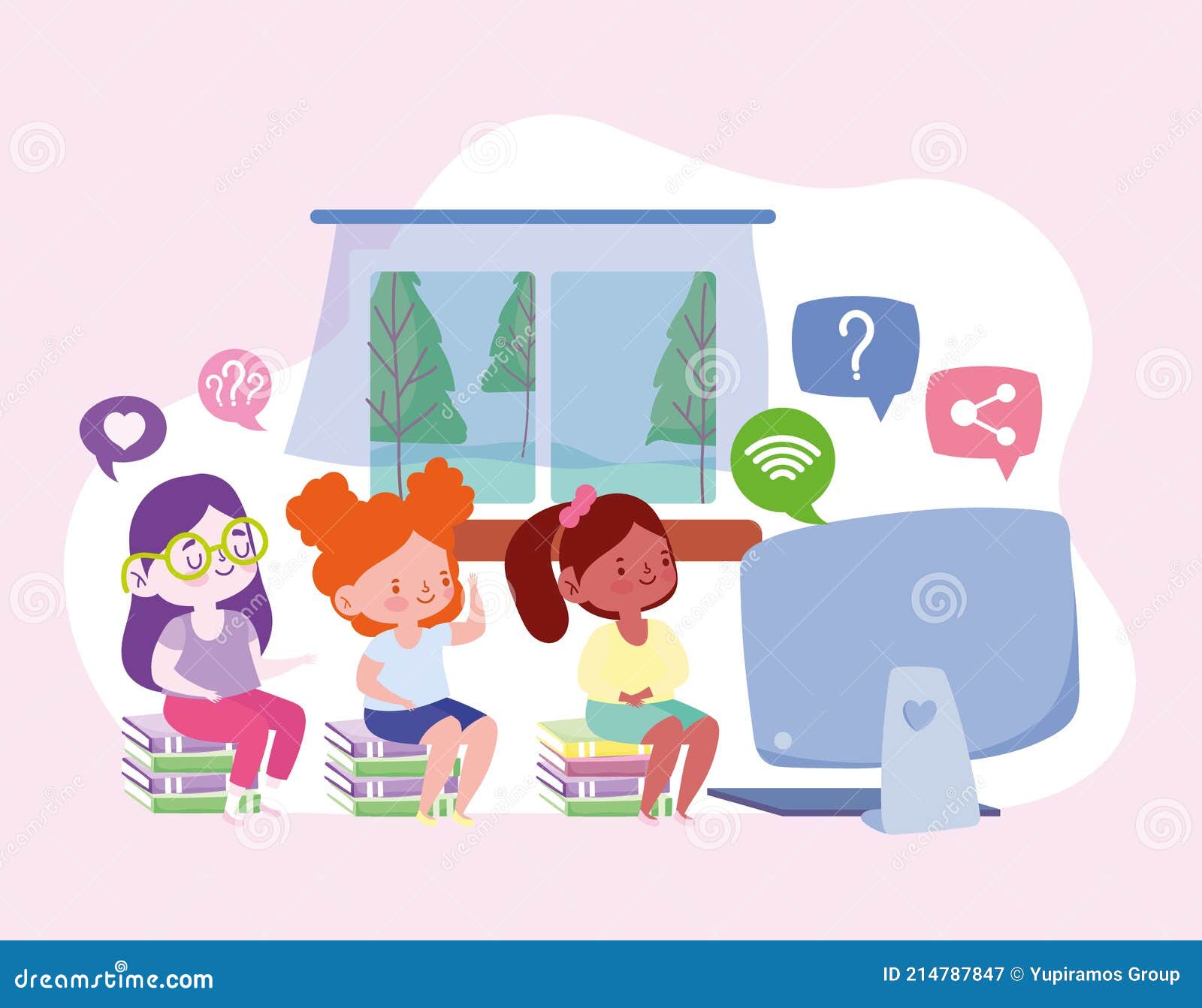 Online Education Connection Stock Vector - Illustration of young ...