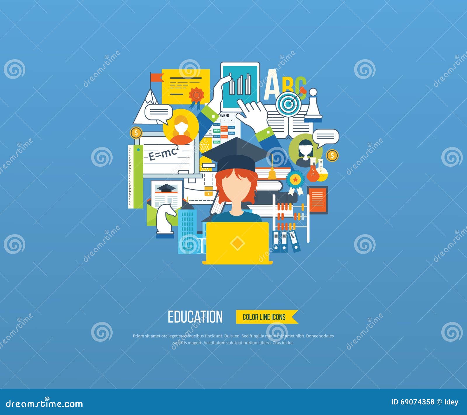 Online Education and Courses Stock Vector - Illustration of line ...
