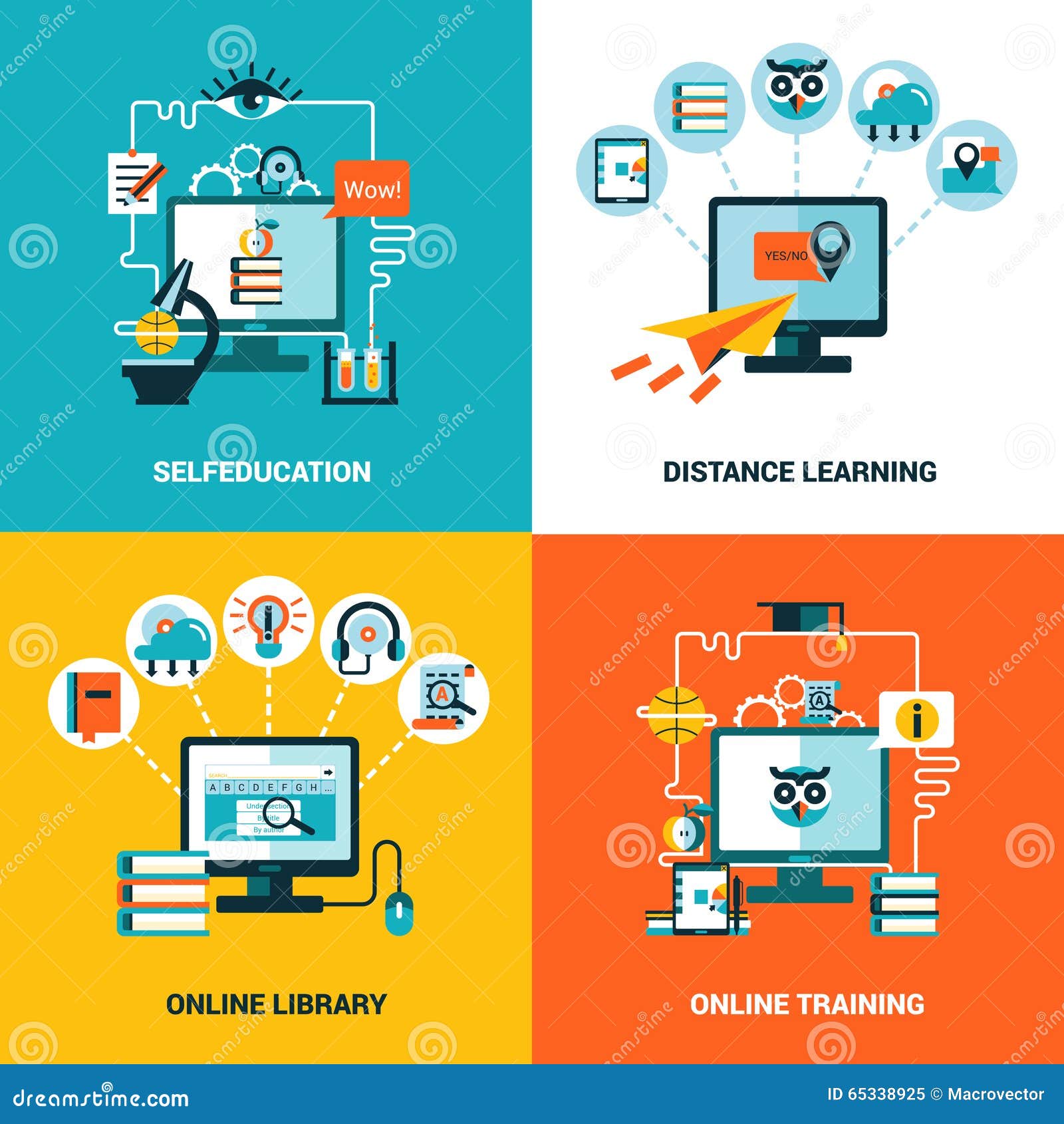 Online Education Design Concept Set Stock Vector - Illustration of ...