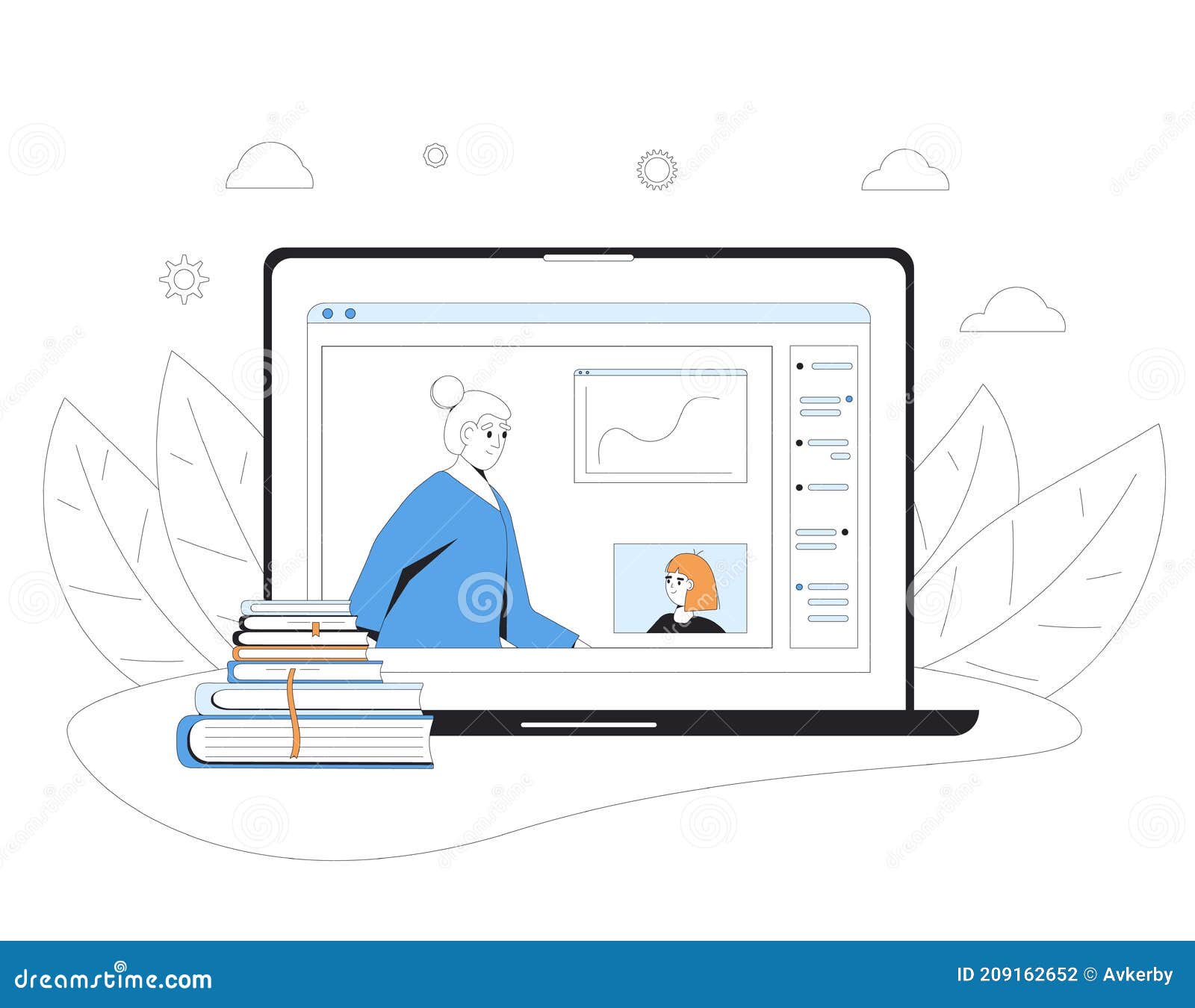 Online Education. Digital Learning on Computer Screen. Internet Webinar ...