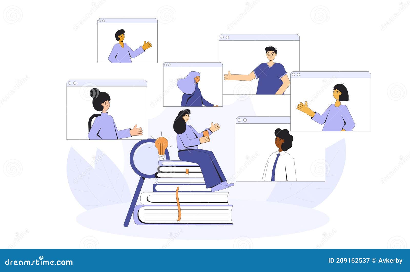 Online Education. Digital Learning. People Talking To Each about ...