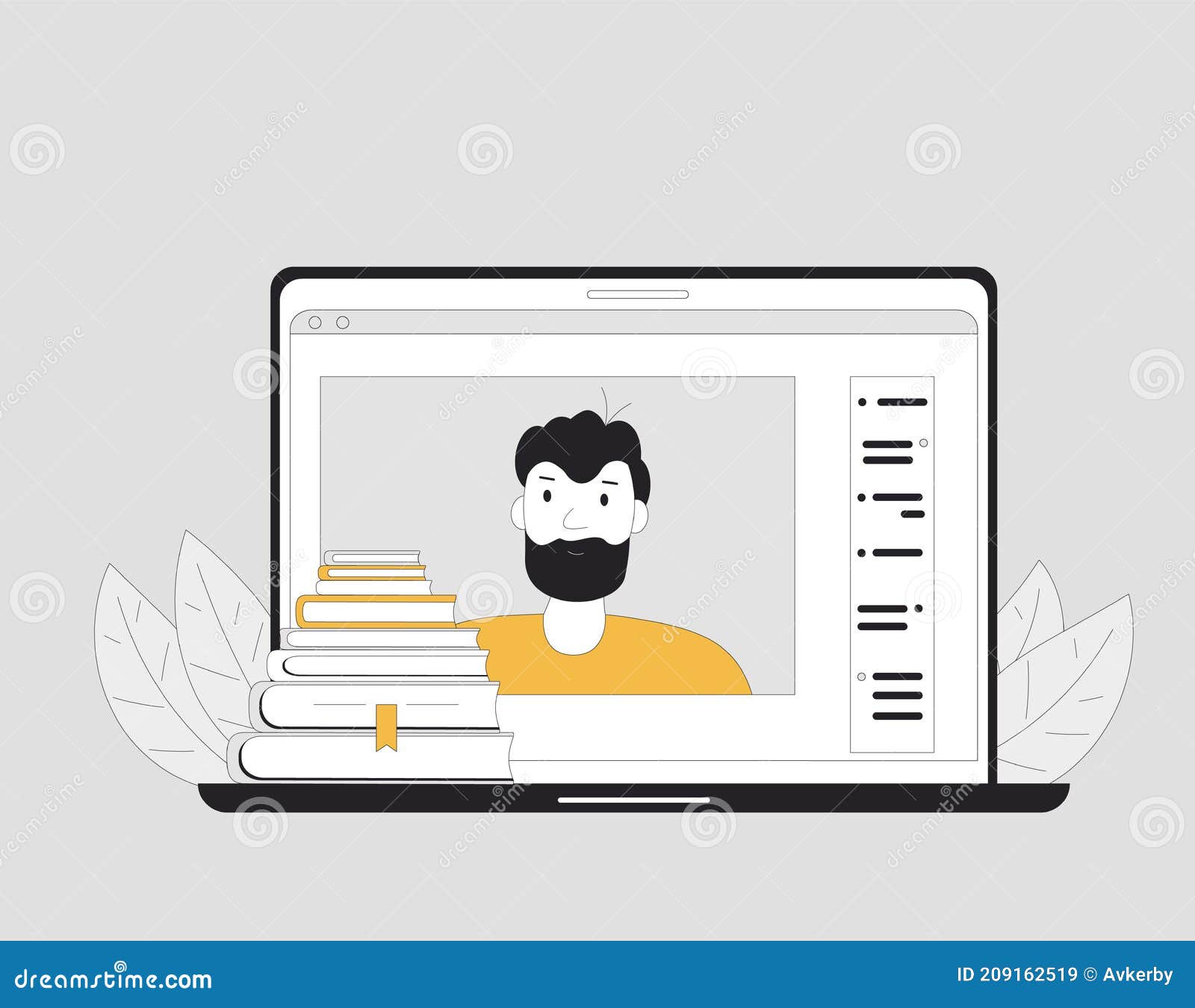 Online Education. Digital Learning. Teacher Gives a Lecture on Computer ...
