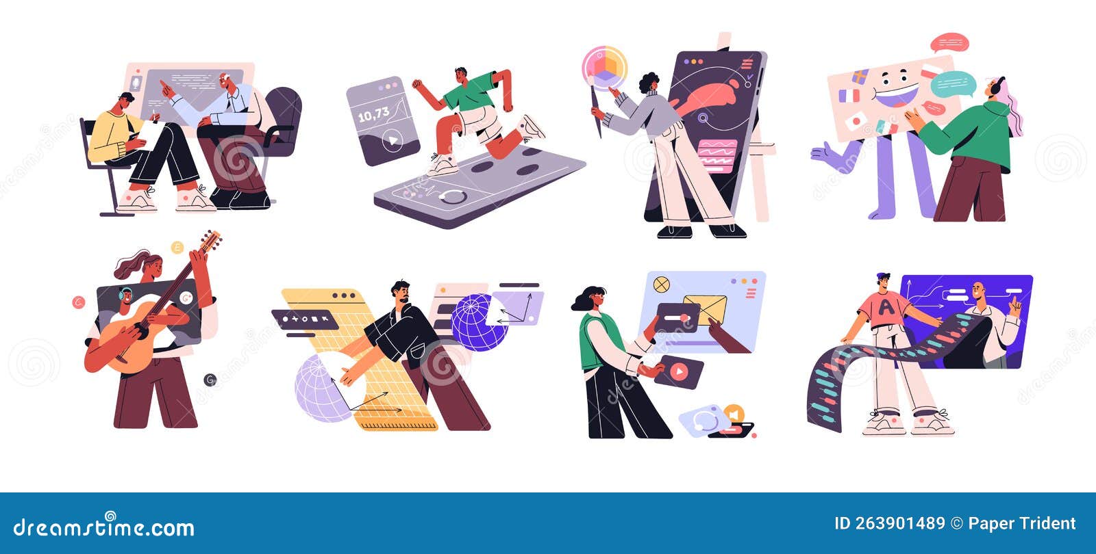 Online Education, E-learning Concept. Students Studying at Virtual ...