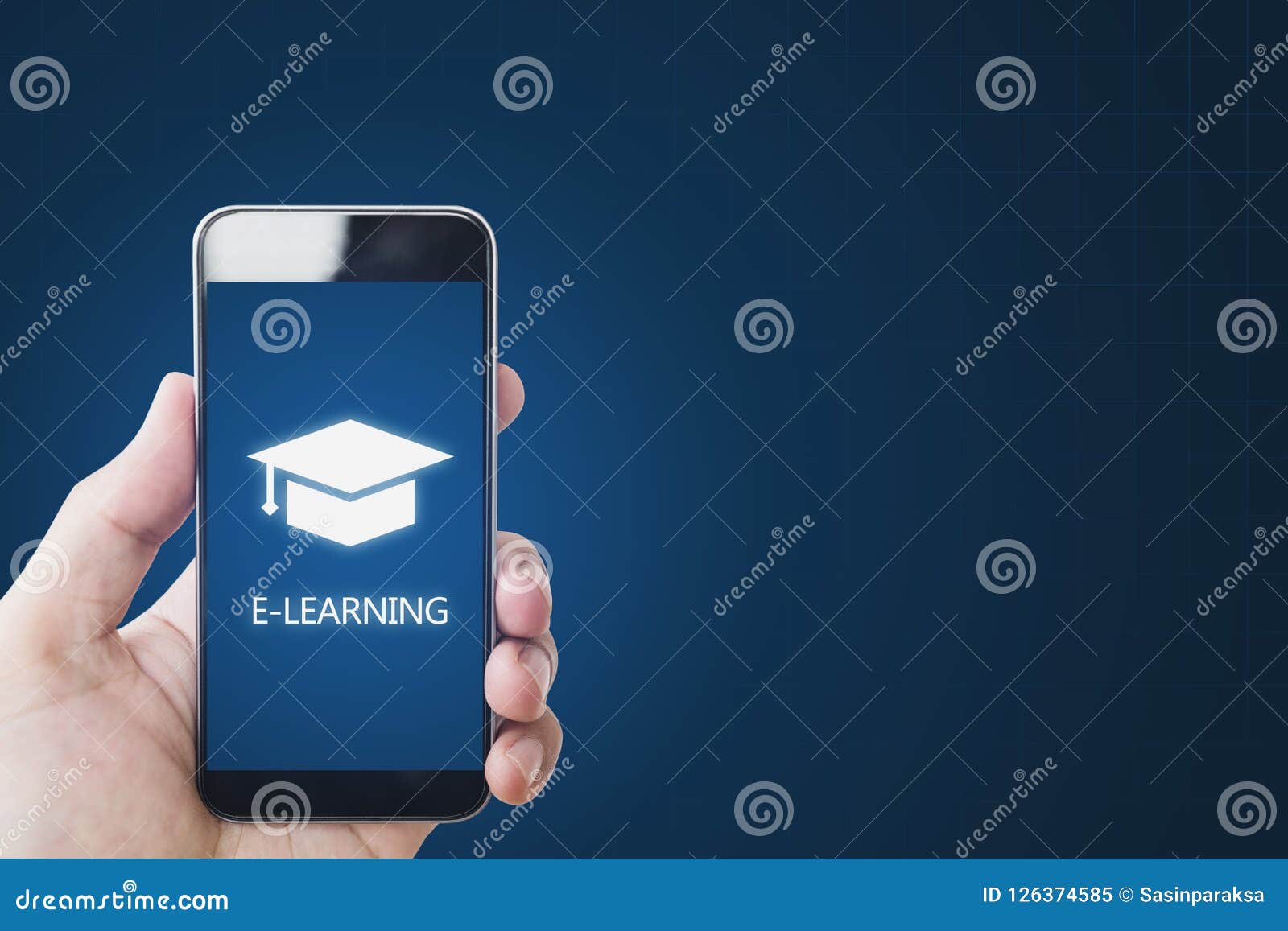 Online Education, E-learning and E-book Concept. Hand Using Mobile ...