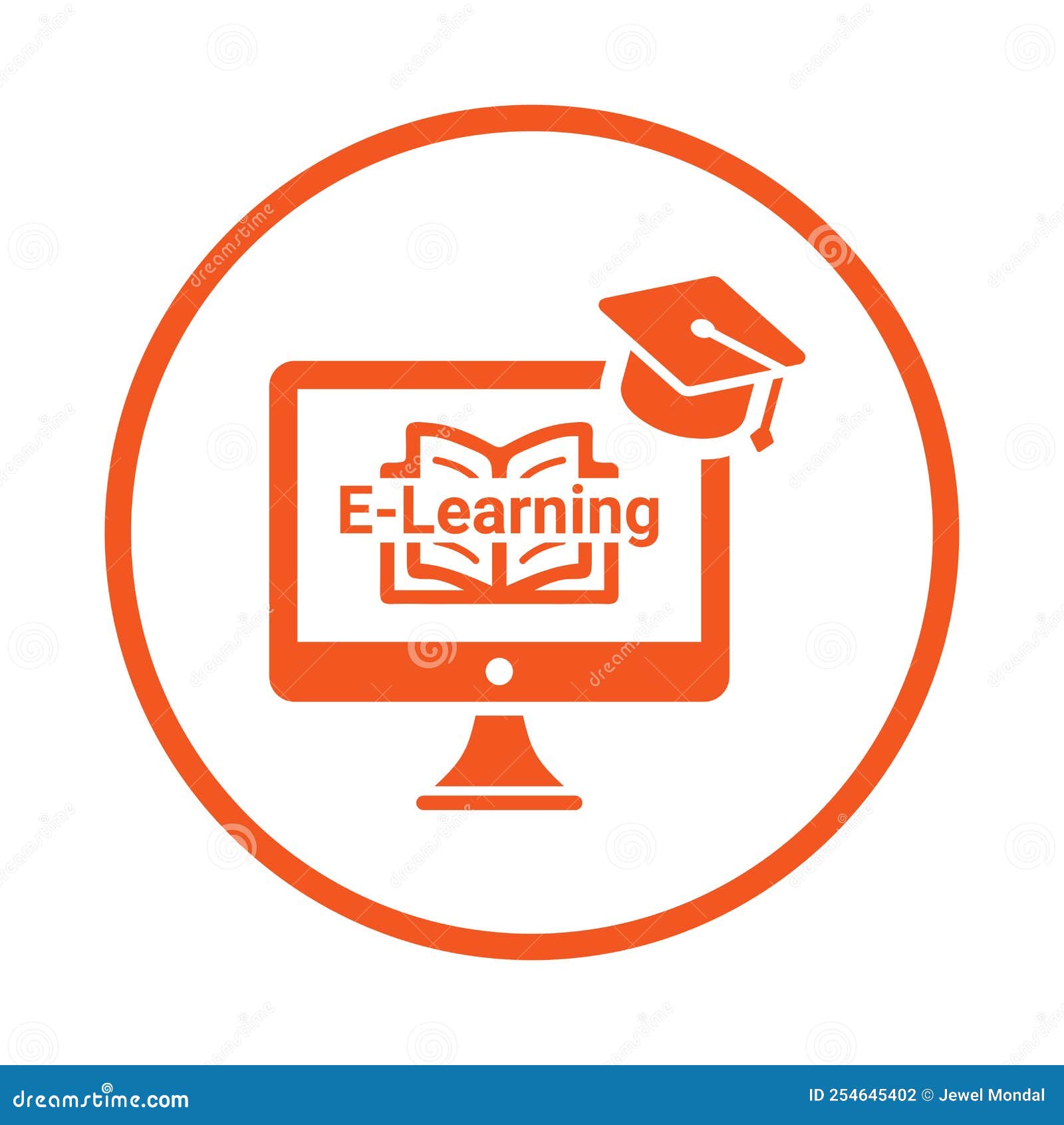 Online, Education, Elearning, E-learning Icon. Orange Vector Sketch ...