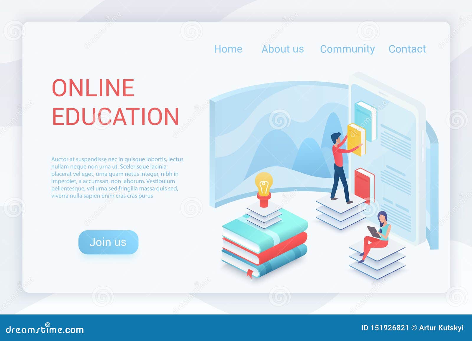 Online Education, Elearning Isometric Landing Page Vector Template ... Online Education, Elearning Isometric Landing Page Vector Template ...
