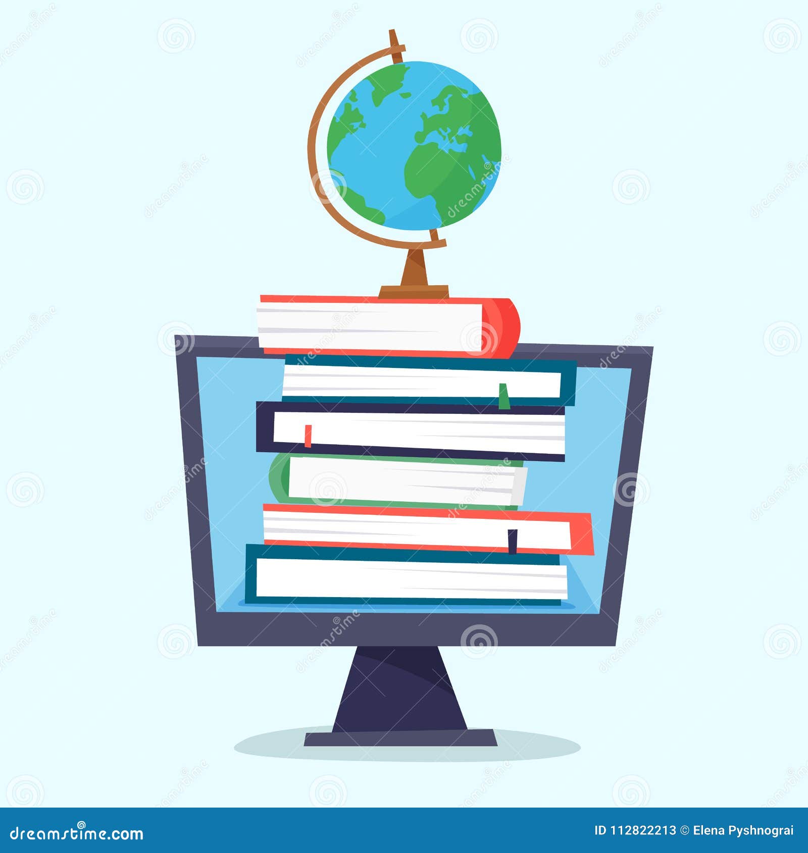 Online Education and Electronic Library. Stock Vector - Illustration of ...