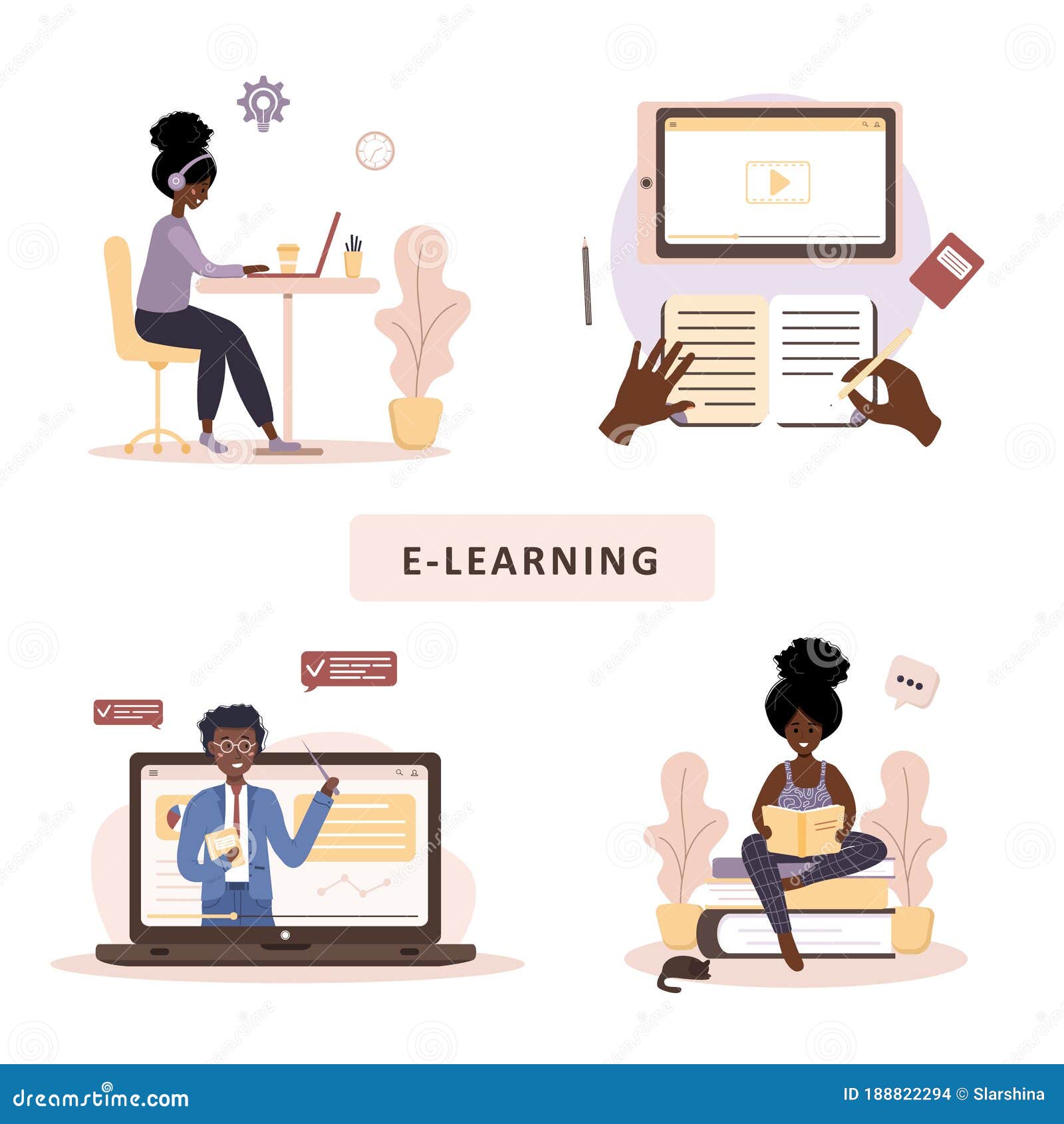 Online Education. Flat Design Concept of Training and Video Tutorials ...