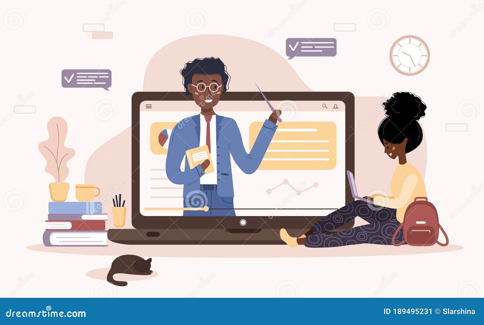 Online Education. Flat Design Concept of Training and Video Tutorials ...