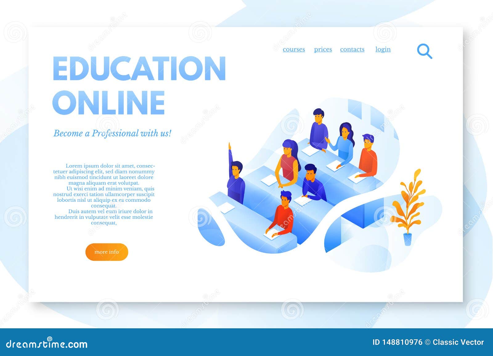 Online Education Flat Landing Page Vector Template Stock Vector ... Online Education Flat Landing Page Vector Template Stock Vector ...