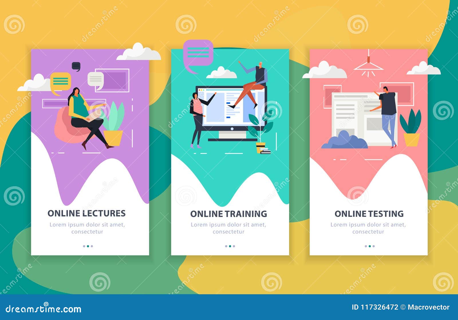 Online Education Flat Vertical Banners Stock Vector - Illustration of ...