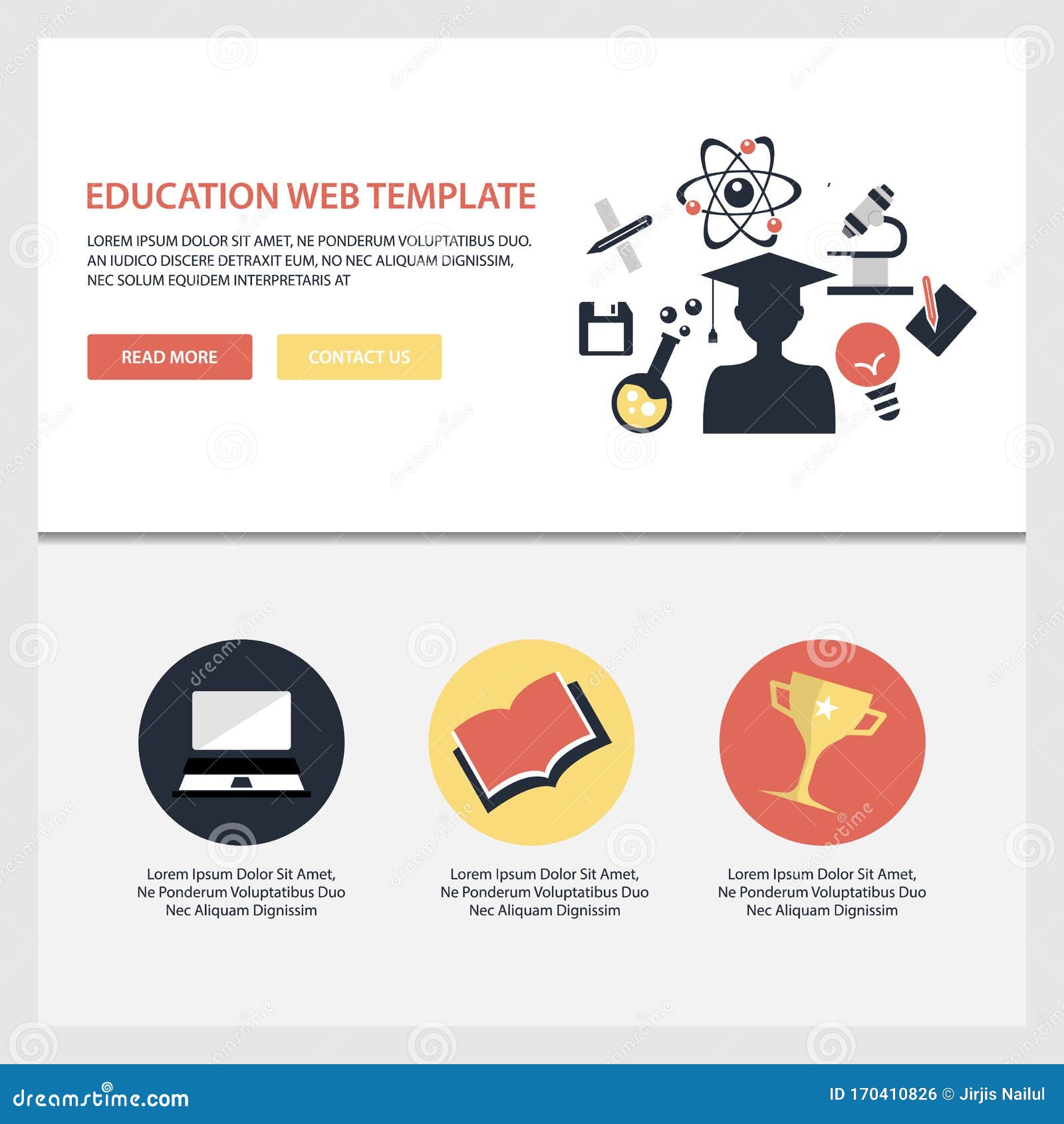 Online Education Flat Web Design Template Stock Vector - Illustration ...