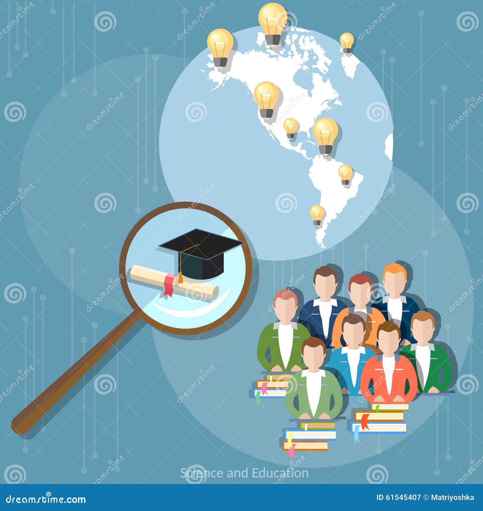 Online Education Group Students Diploma Distance Training Stock Vector ...
