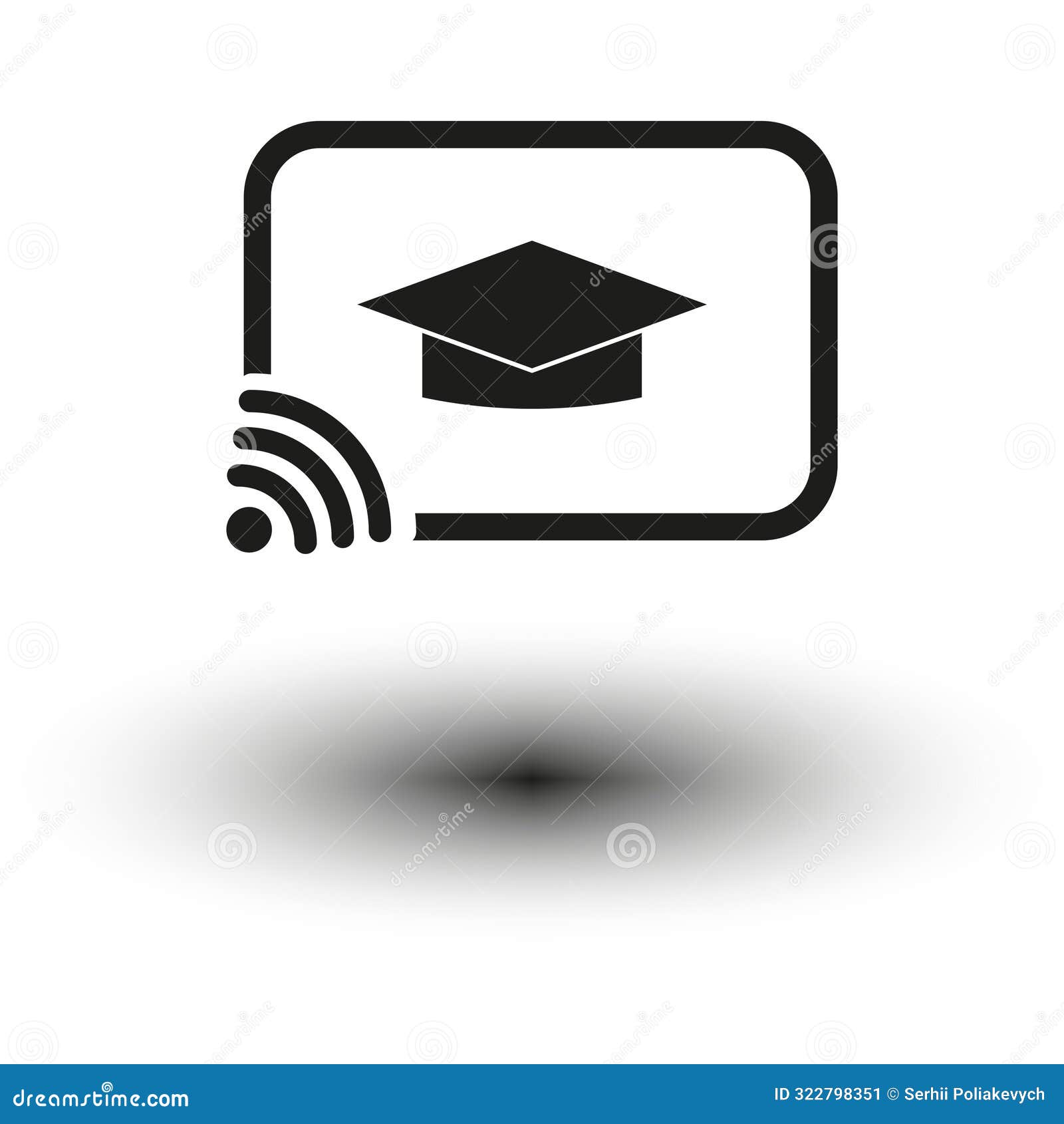 Online Education Icon. Black and White. Vector Learning Symbol. Digital ...