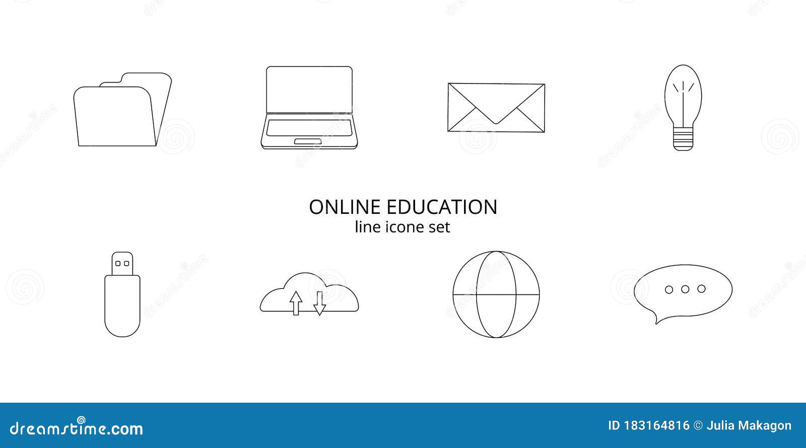 Online Education Icon Set. Symbols of E-learning and Knowledge. Vector ...