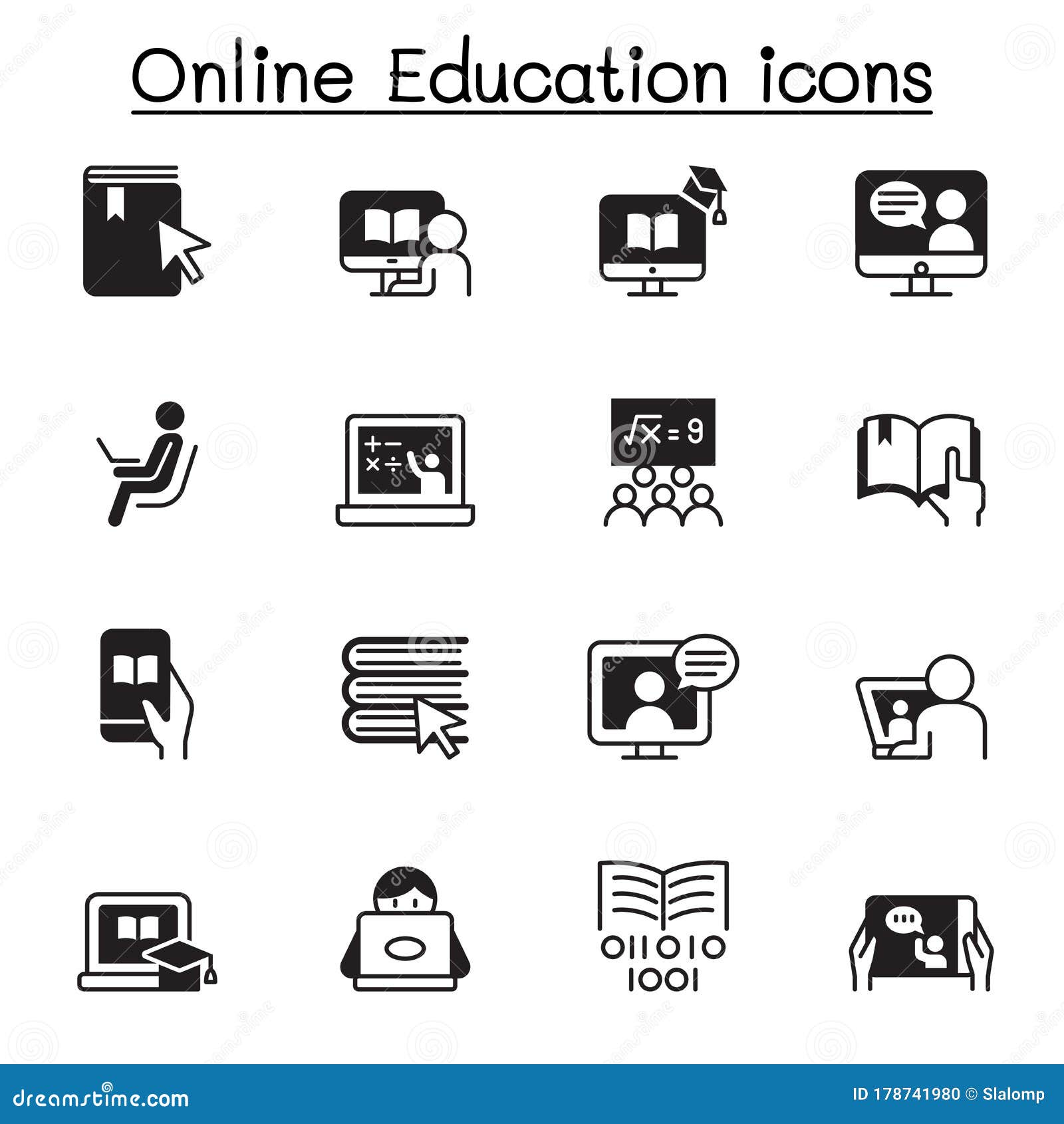 Online Education Icon Set Vector Illustration Graphic Design Stock ...