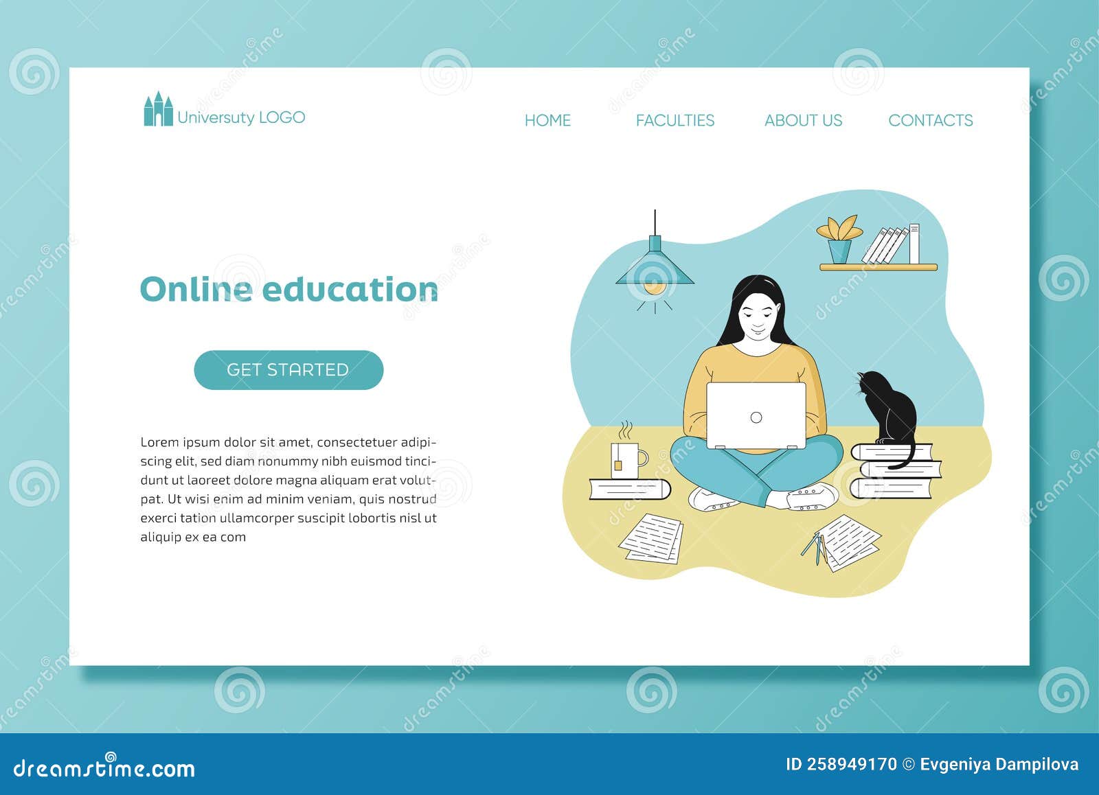 Online Education Website Landing Page Vector Design with Studying Asian ...
